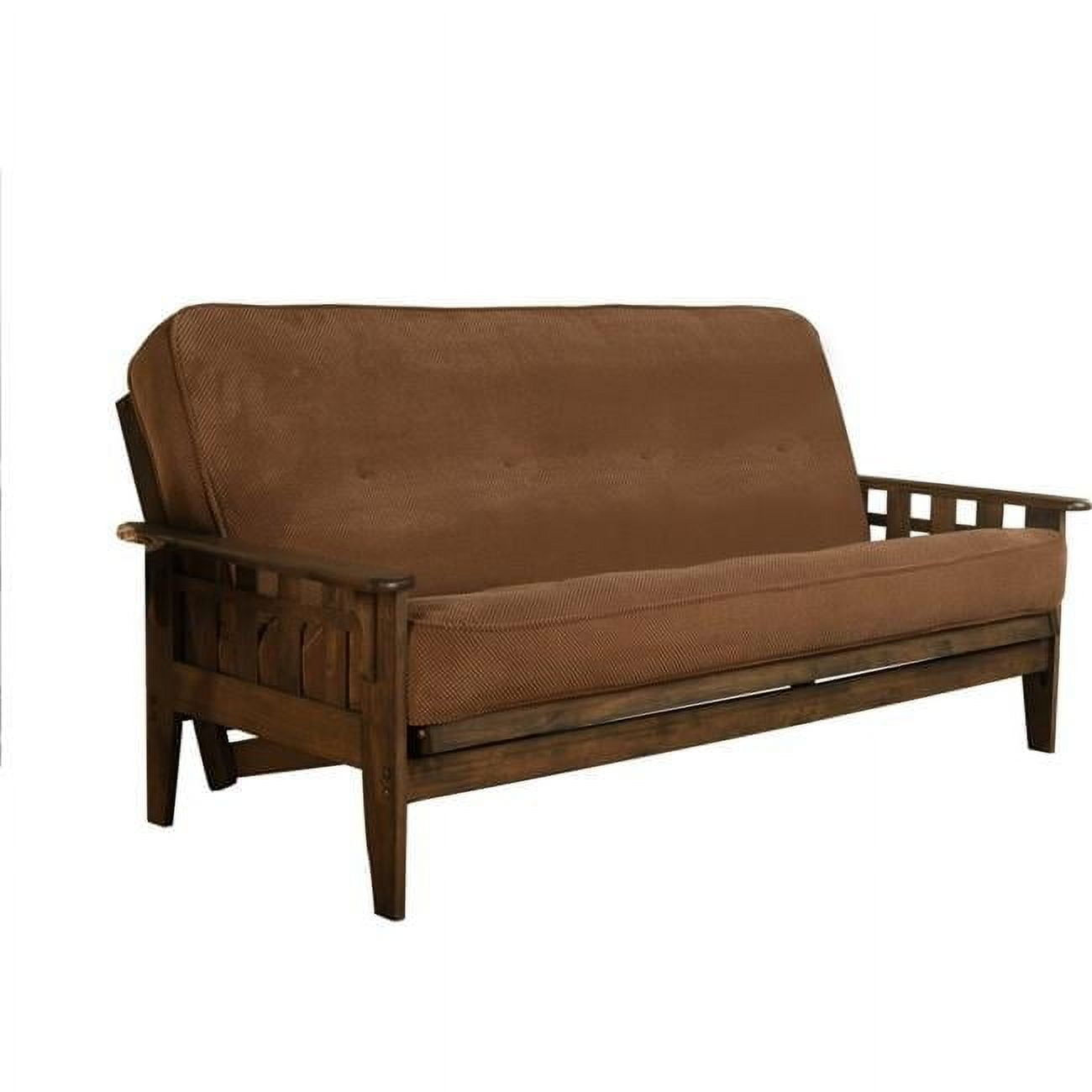 Tucson Rustic Walnut Futon Frame with Marmont Mocha Mattress - Full ...
