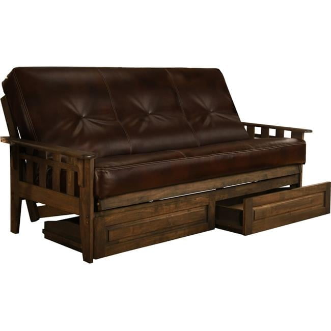 Tucson Rustic Walnut Futon Frame with Oregon Trail Java Mattress ...