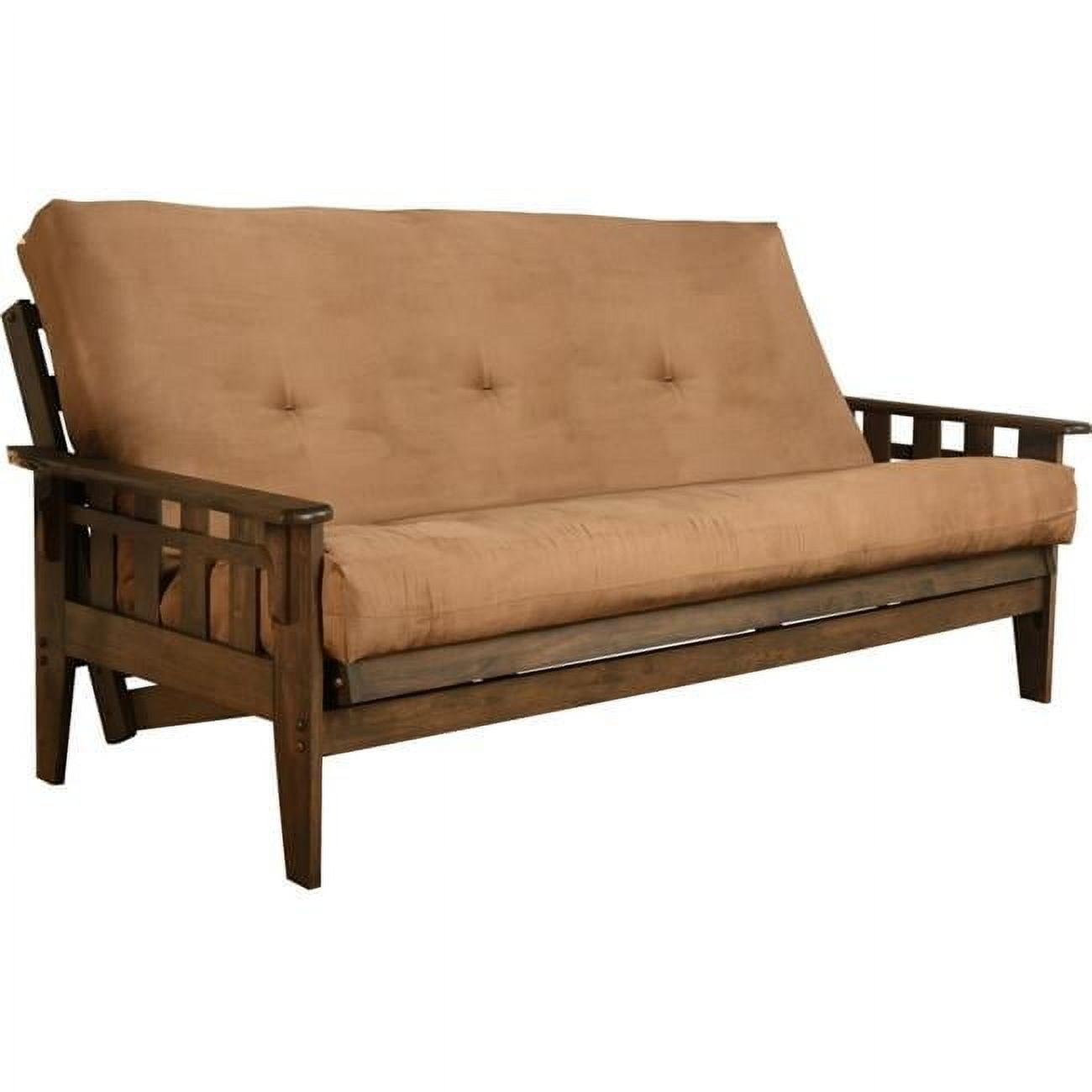 Tucson Rustic Walnut Futon Frame with Suede Peat Mattress - Full Size ...
