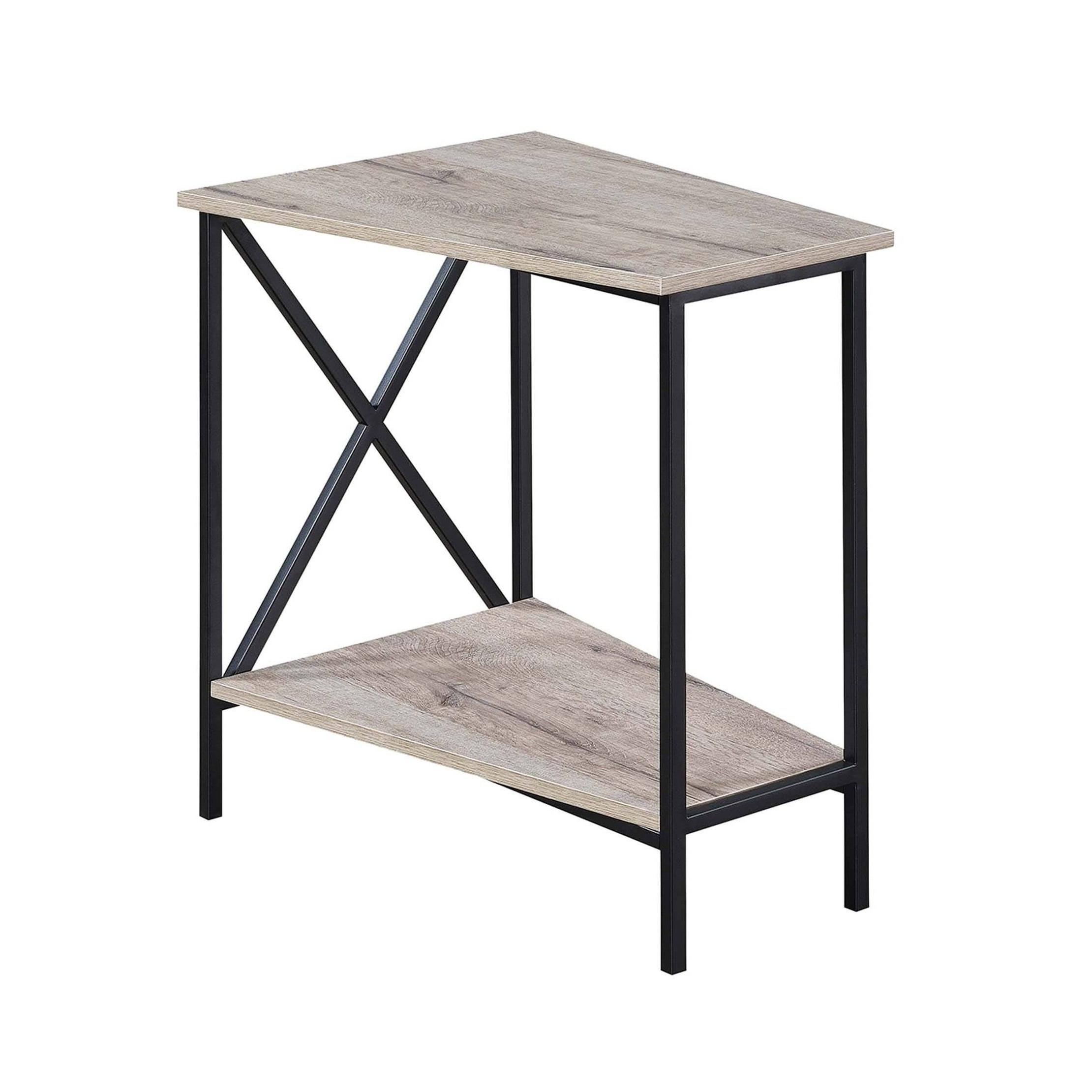 Tucson Wedge End Table Sandstone/Black: Metal Frame, Shelf Storage ...