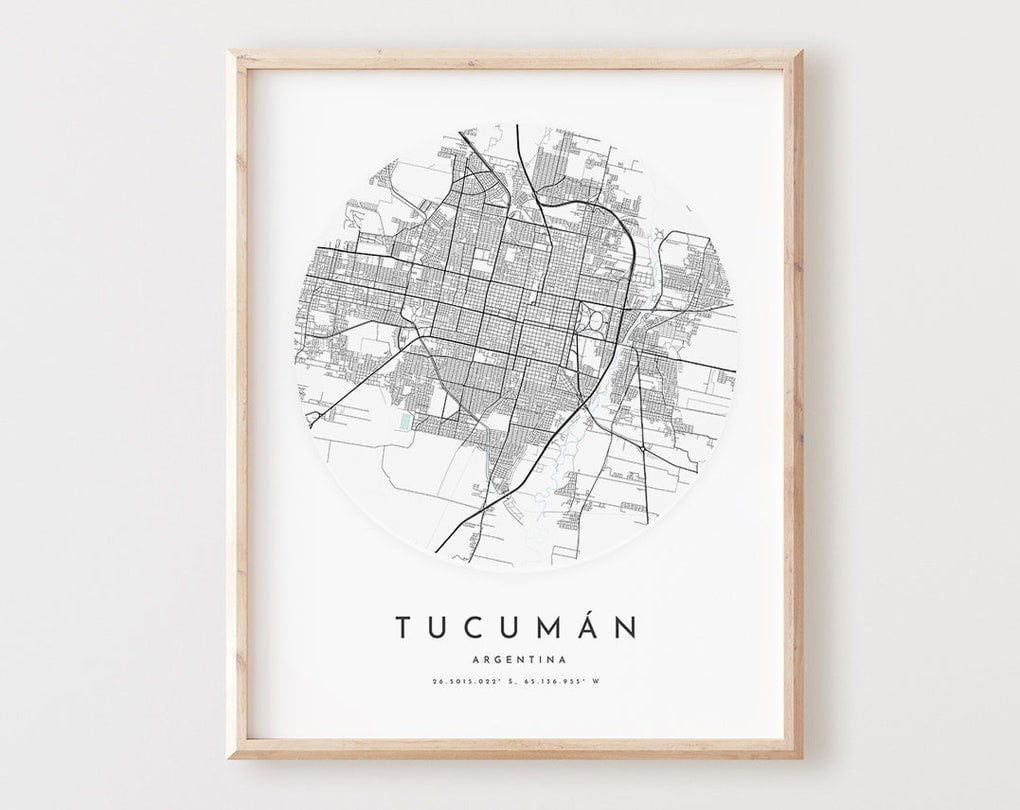 Tucumán Map Print, Tucumán Map Poster City Wall Art, Tucumán Road Map ...