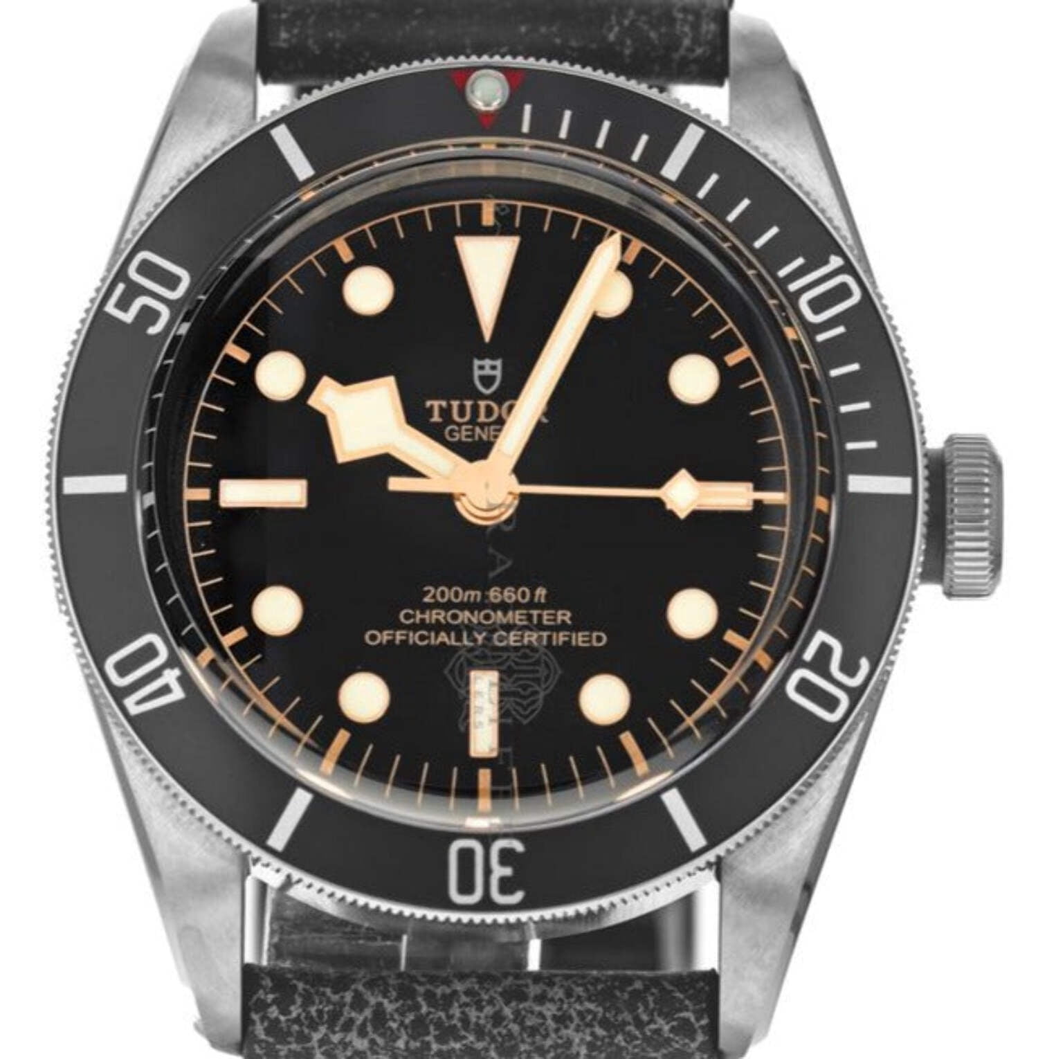 Tudor Black Bay Steel Leather strap Black dial Mens Watch 41 M79230N ...