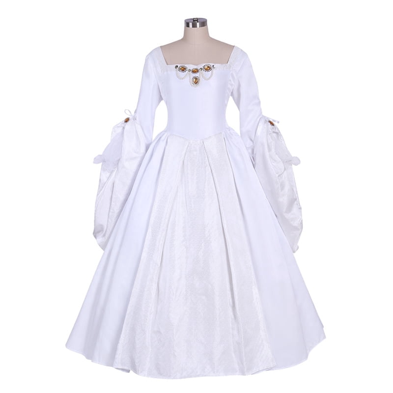 Women's Tudor Queen Anne Boleyn White Wedding Dress Versailles Gothic ...