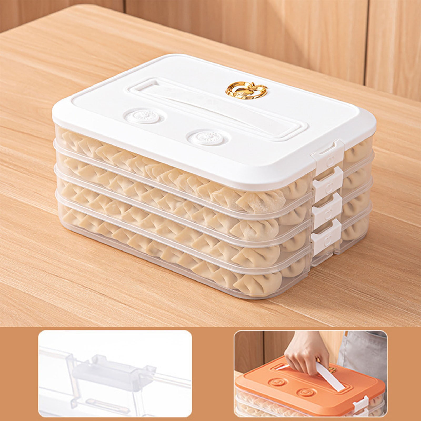 Tuebxs Bear Container Qivine Dumpling Storage 4 Layer Dumpling Food ...