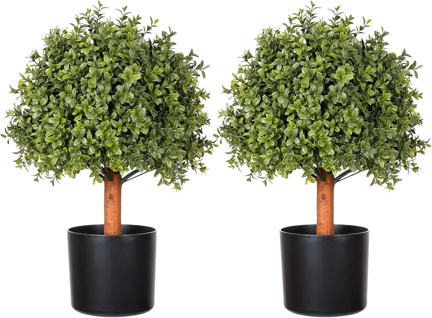 Tuekys 2 Pack Artificial Boxwood Tree, 23.6 Inch UV Resistant Faux ...