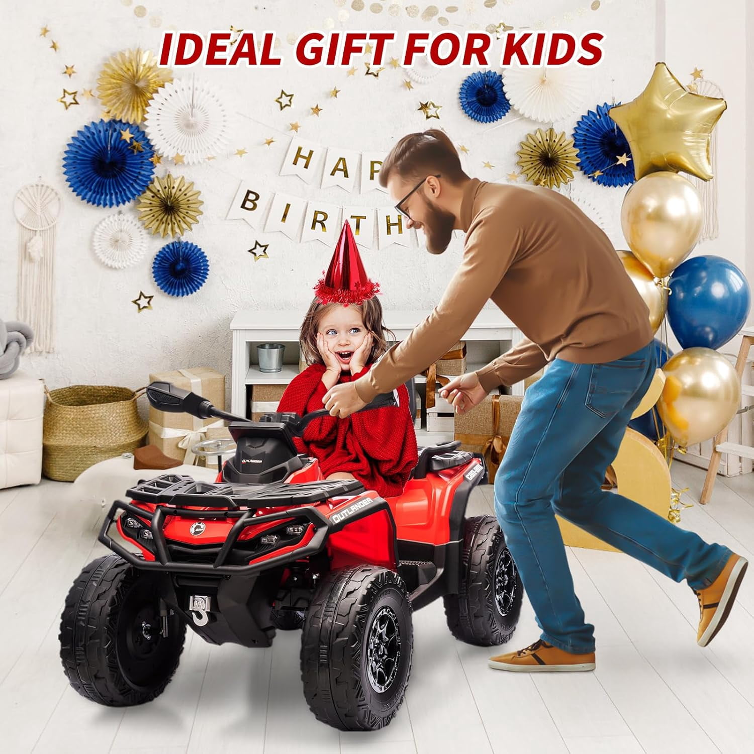 Tuekys 24V Kids Ride on ATV, 4WD Electric Toddler Ride on Toy Car with ...