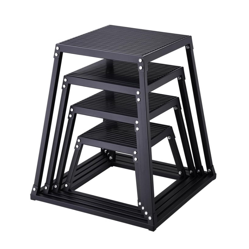 Tuekys 4 Pack Plyometric Jump Box, 12"+18"+24"+30" Steel Plyometric ...