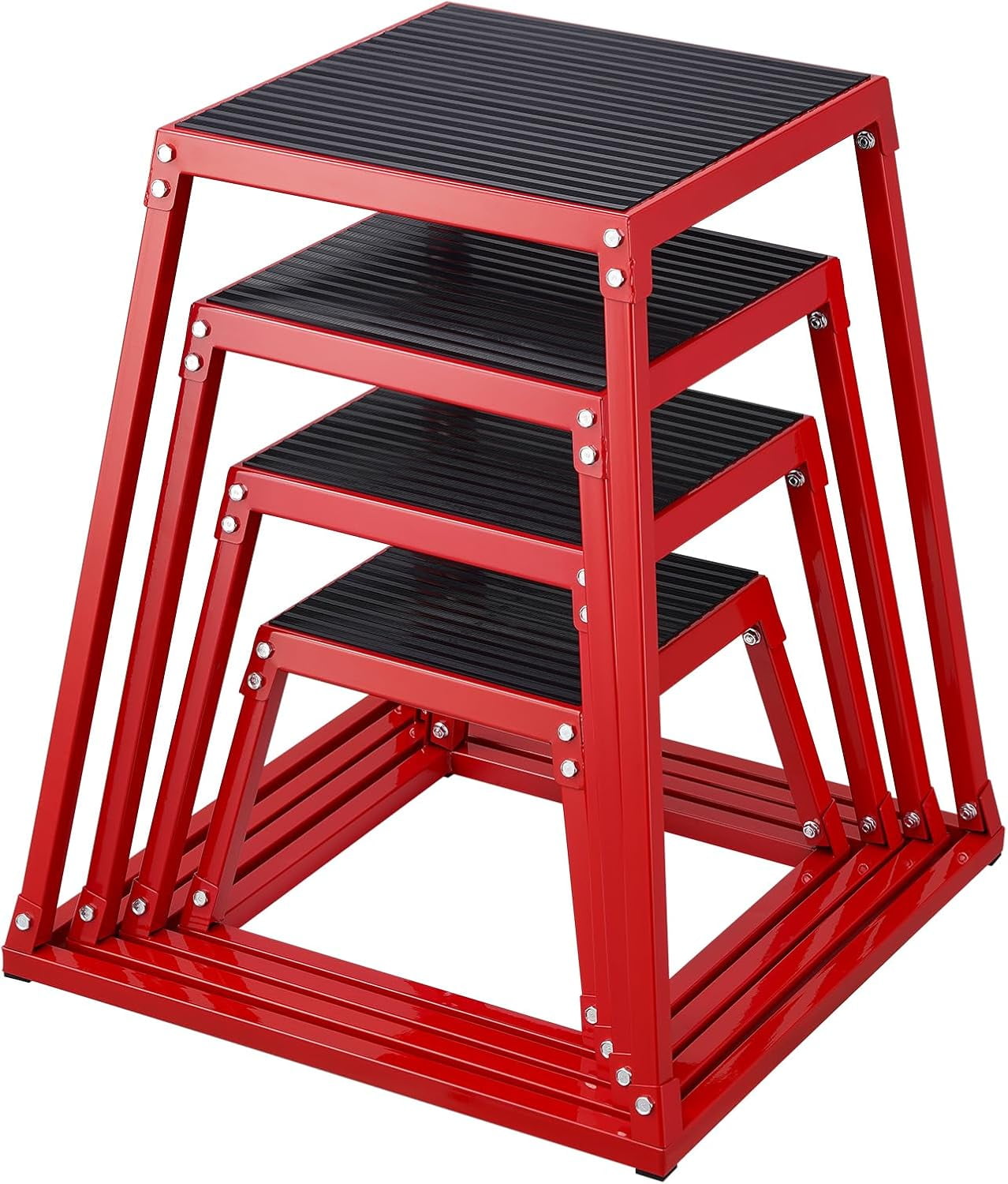 Tuekys 4 Pack Plyometric Jump Box, 12"+18"+24"+30" Steel Plyometric ...