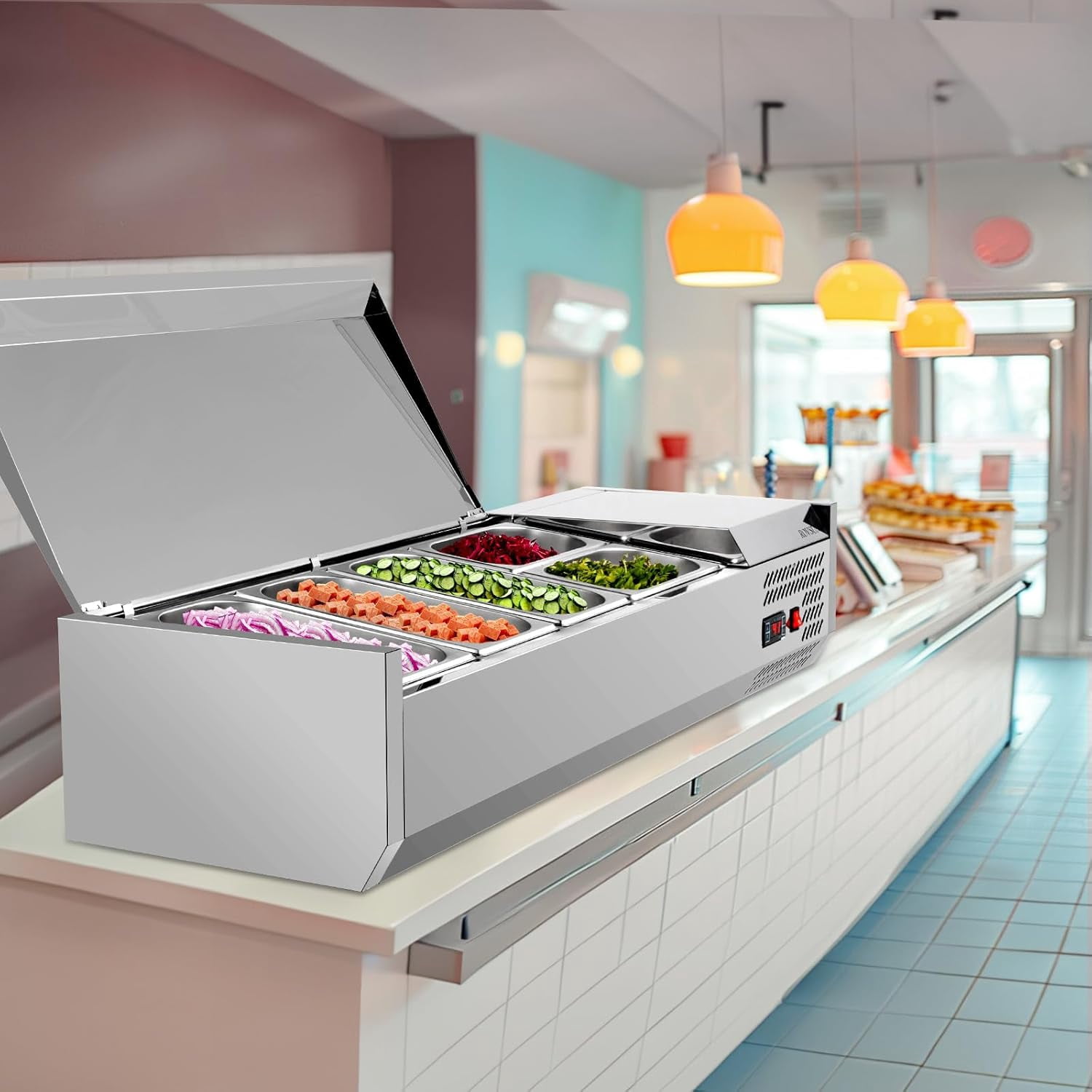 Tuekys 47" Sandwich Prep Table Refrigerated Condiment Prep Station ...