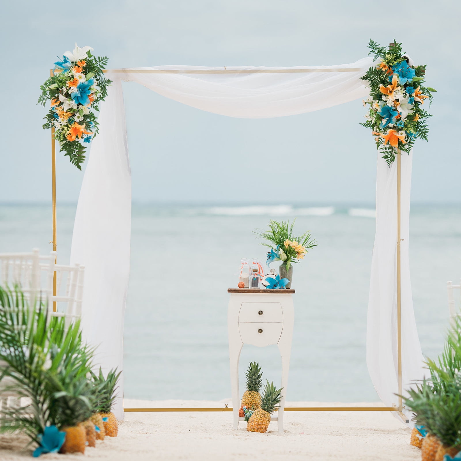 Tuekys 6.6x6.6FT Square Wedding Arch Backdrop Stand, Metal Arched Frame ...