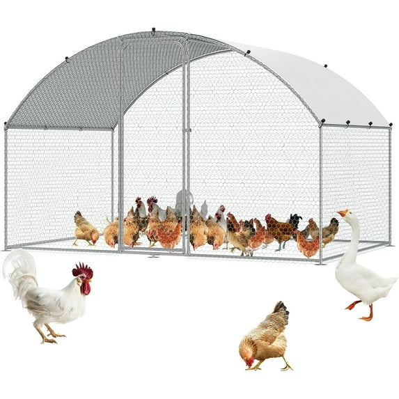Tuekys 9.8x6.5x6.5FT Large Metal Chicken Coop, Chicken Run with ...
