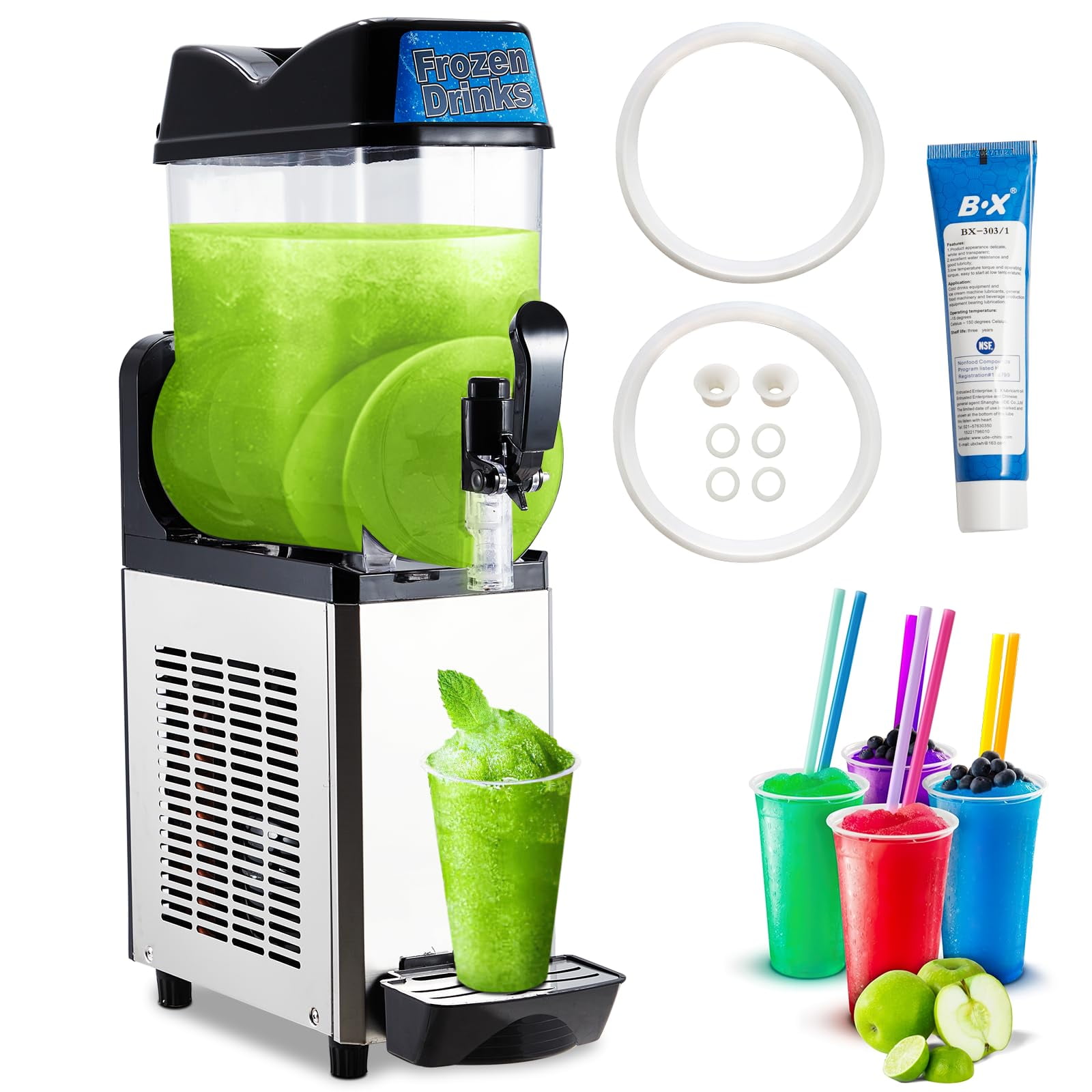 Tuekys Commercial Slushy Machine 12L, One Tank 3.2 Gal Margarita ...