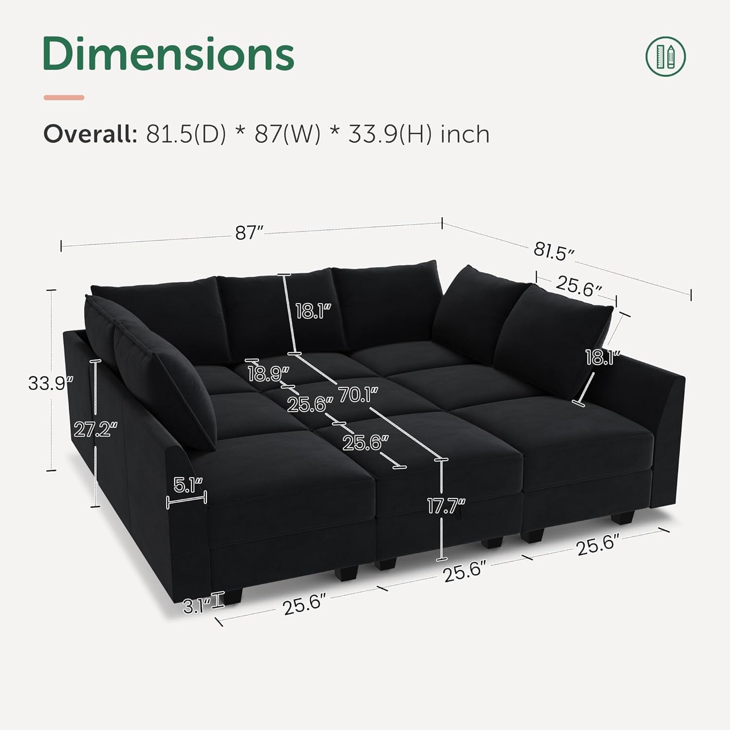 Tuekys Modular Sectional Sofa，Module Storage Combination Sofa with ...