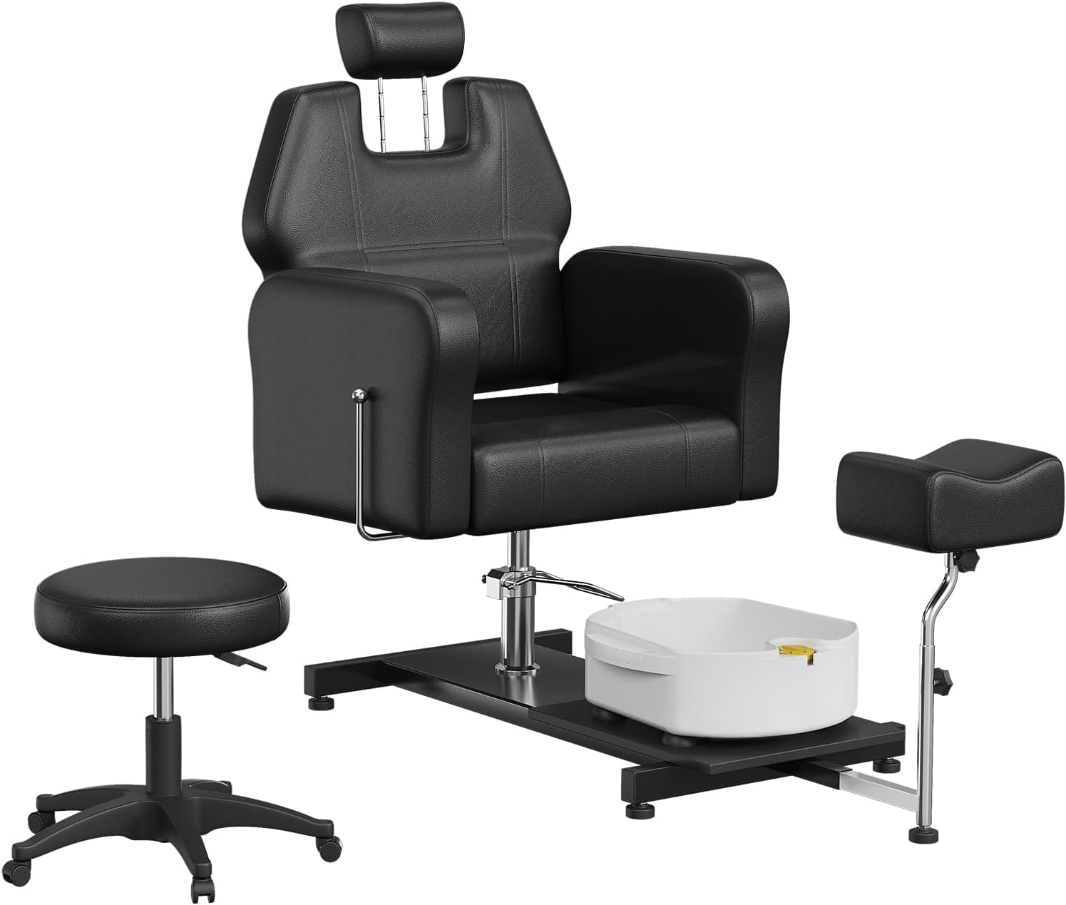 Tuekys Reclining Pedicure Chair with Stool, 360° Rotation Massage Foot ...
