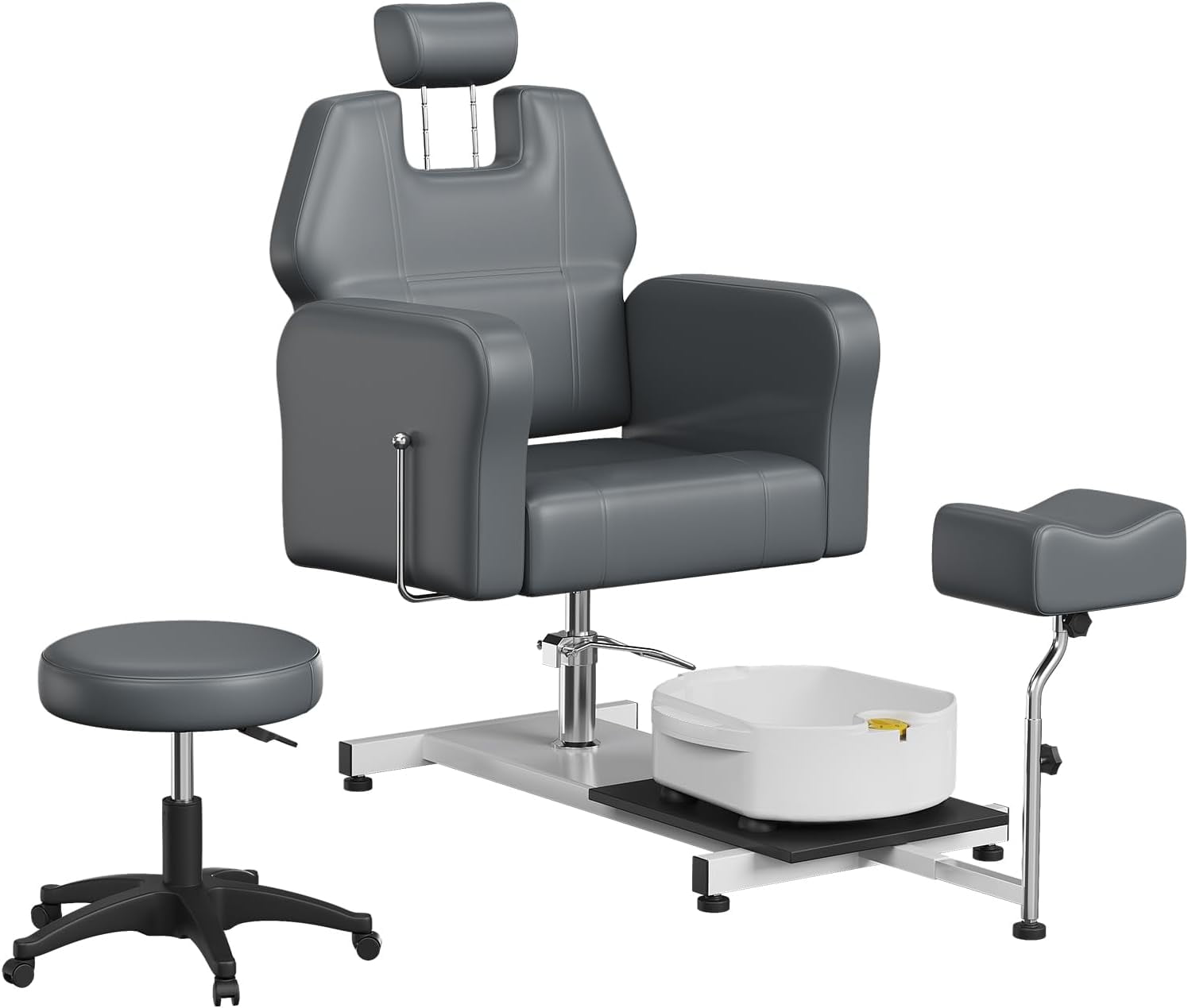 Tuekys Reclining Pedicure Chair with Stool, 360° Rotation Massage Foot ...