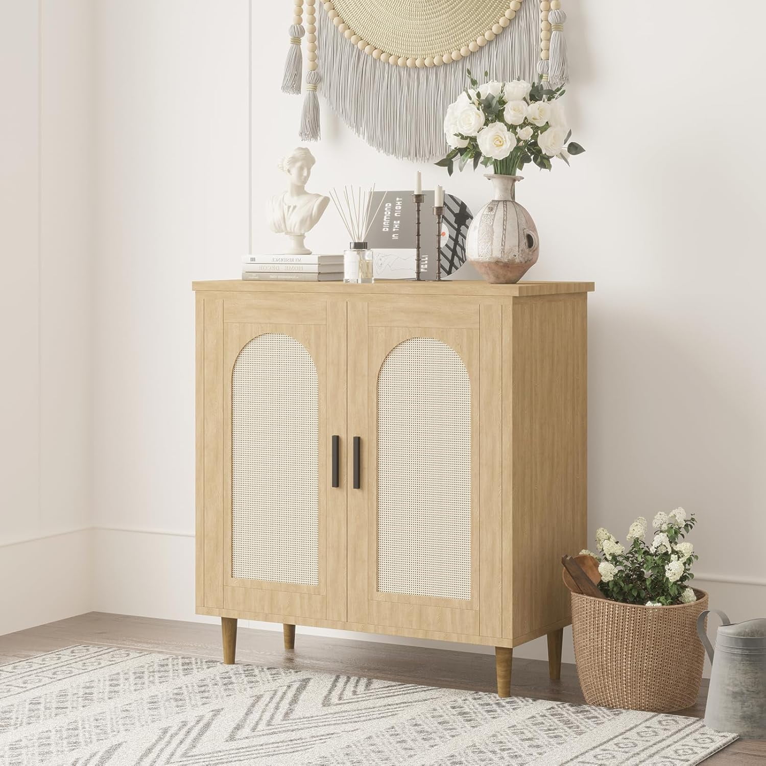 Tuekys Sideboard Buffet Kitchen Storage Cabinet ，RattanCompact ...