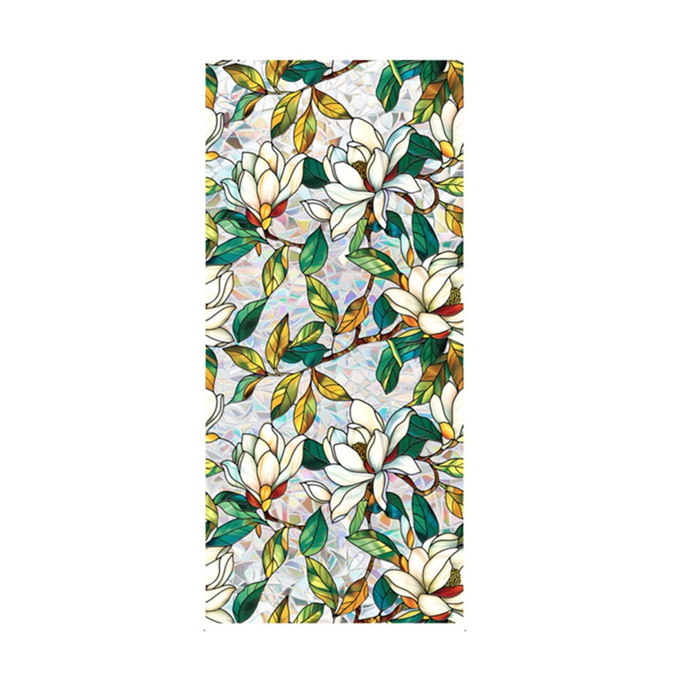 Tuekys Static Cling Decorative Window Film, Vivid Plant Flower Stained ...