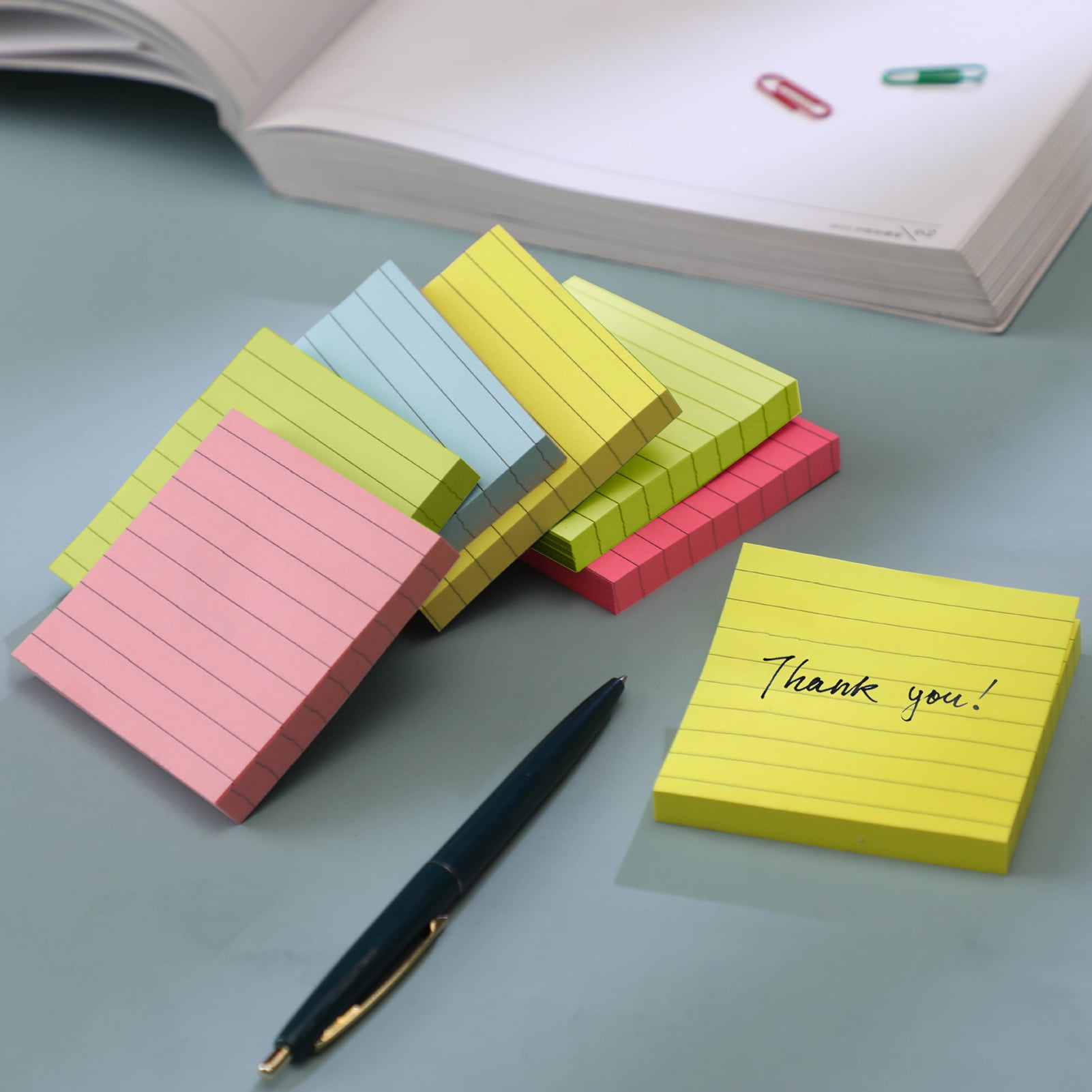 Tuelaly 6 Sets Sticky Note with Lines Re-adhesive Removable No Residue ...