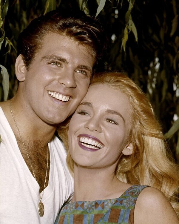 Tuesday Weld 1960's with big smile poses with unidentified actor 8x10 ...