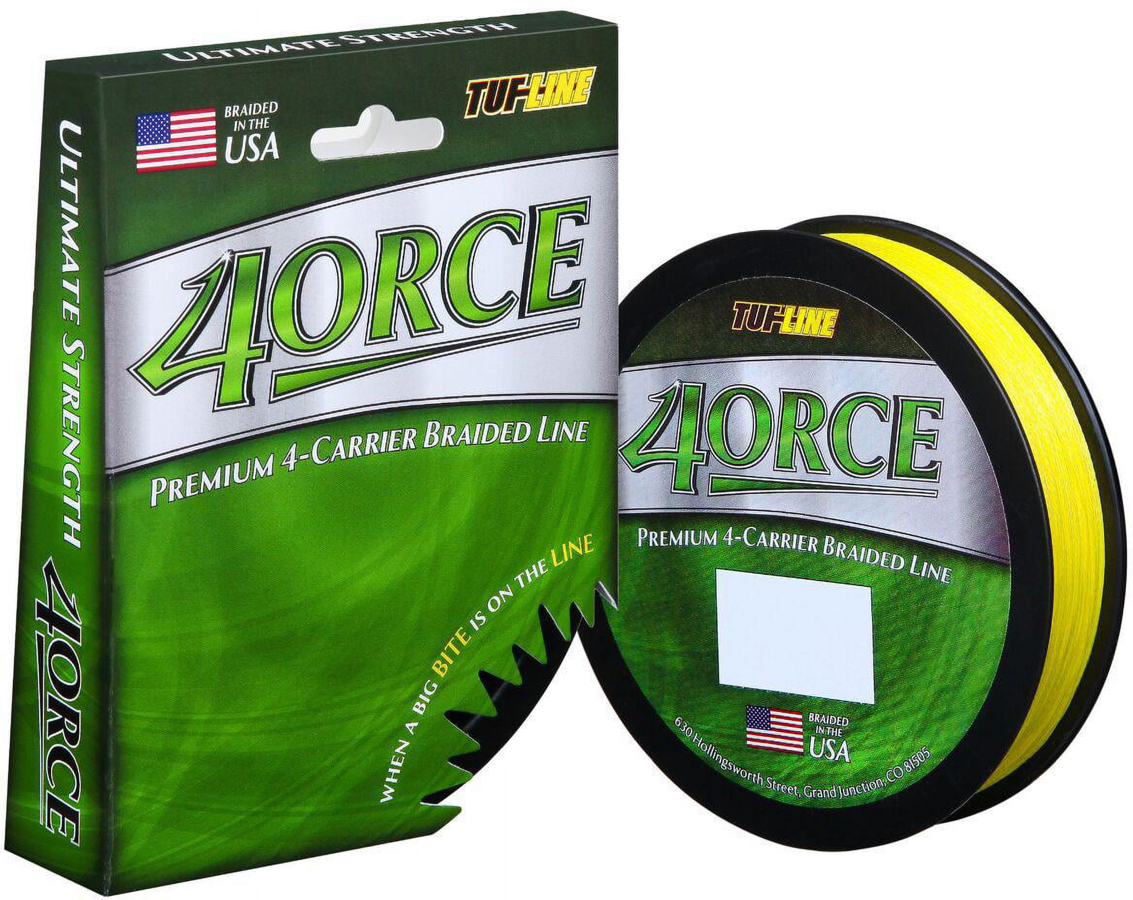 Tuf-Line 4ORCE Braided Line 4-Carrier, 50lb, 300yd, Hi-Vis Yellow ...