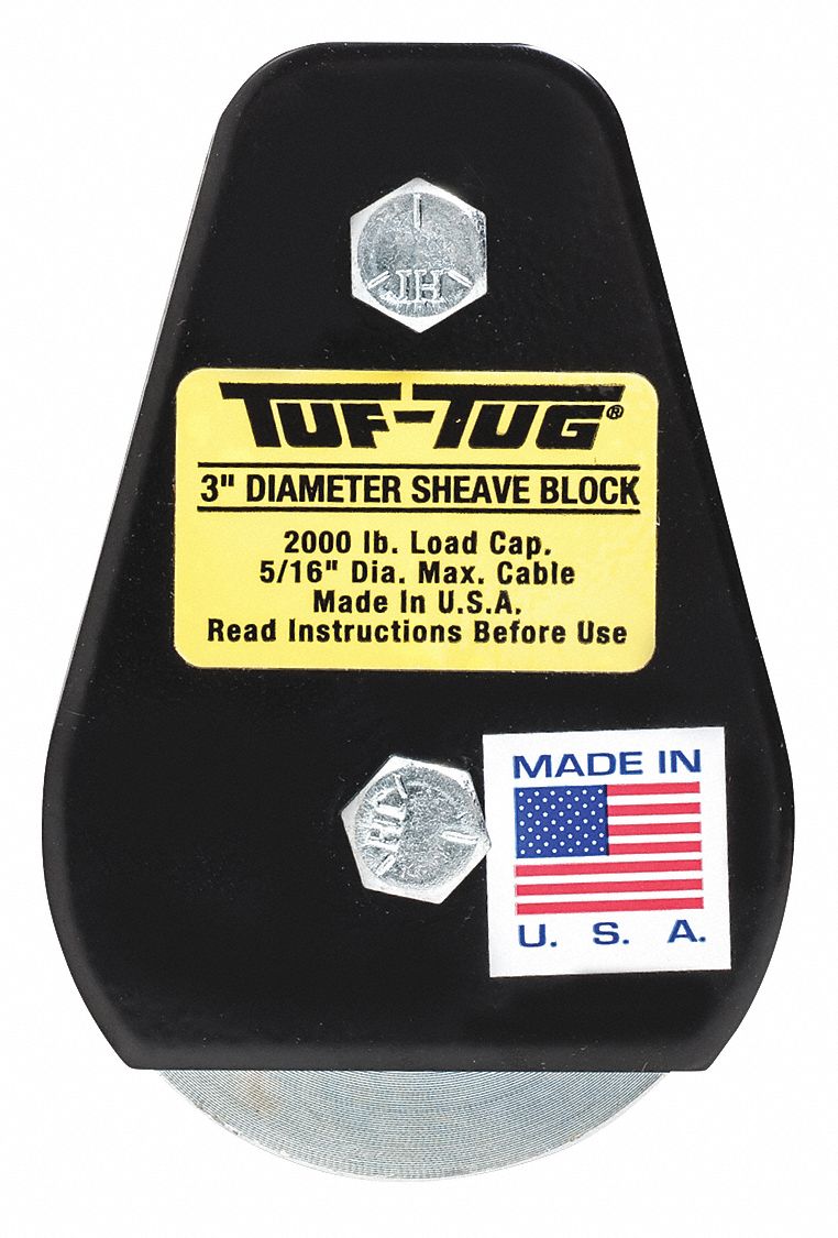 Tuf-Tug 3" Plain Block, 5/16" Maximum Wire Rope Size or 3/8" Synthetic ...
