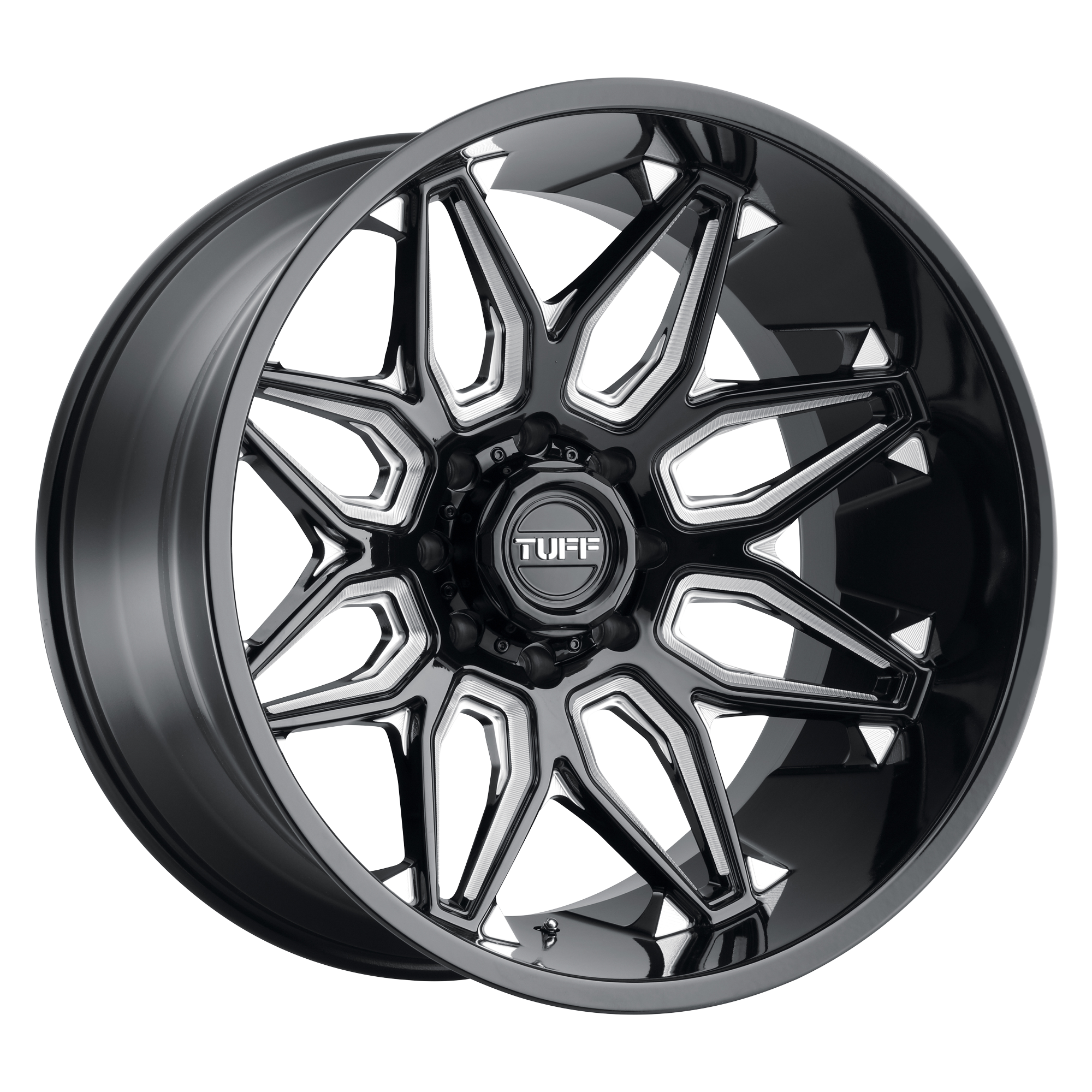 Tuff Aluminum Rim T3B 20X12in Gloss Black with Milled Spokes Finish ...