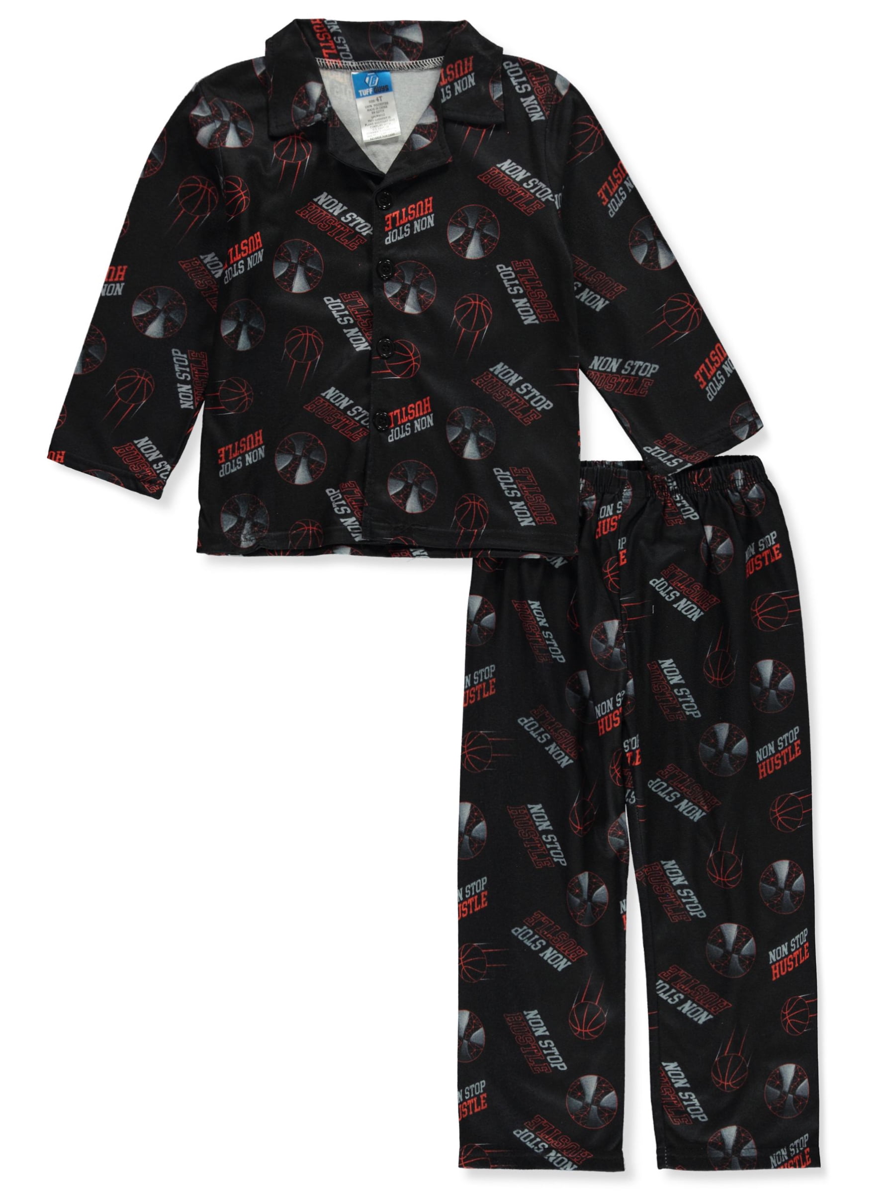 Tuff Guys Boys' 2-Piece Coat Style Pajamas Color: black/red Size: 3t ...