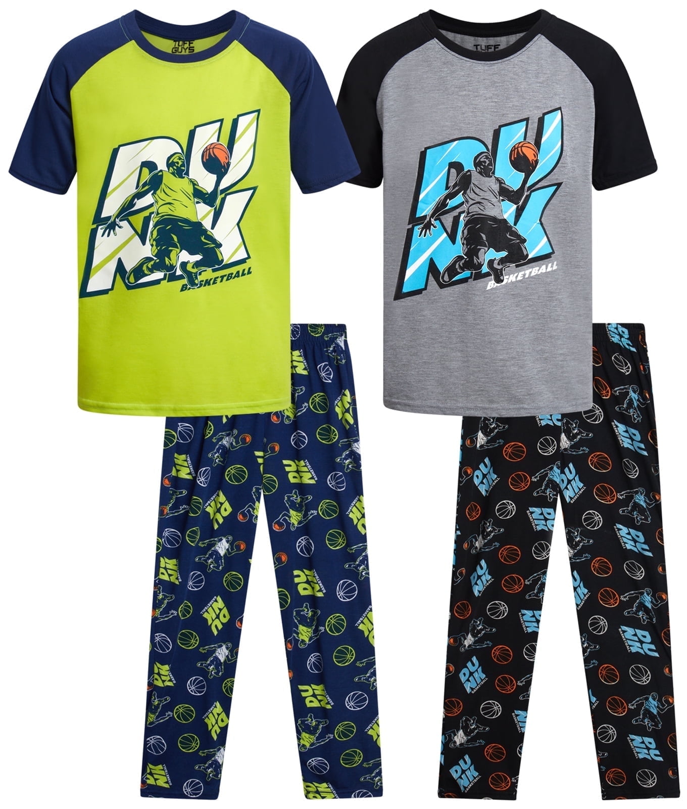 Tuff Guys Boys Pajama Set - 4 Piece Short Sleeve Sleep Shirt and Kids ...
