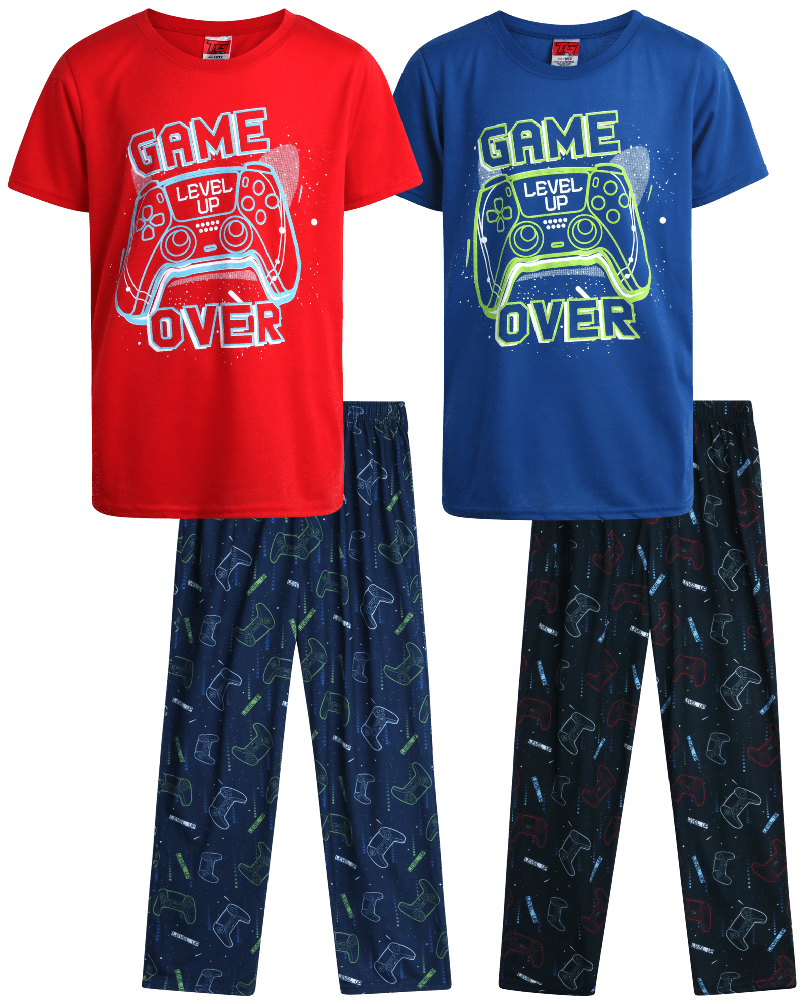 Tuff Guys Boys Pajama Set - 4 Piece Short Sleeve Sleep Shirt and Kids ...