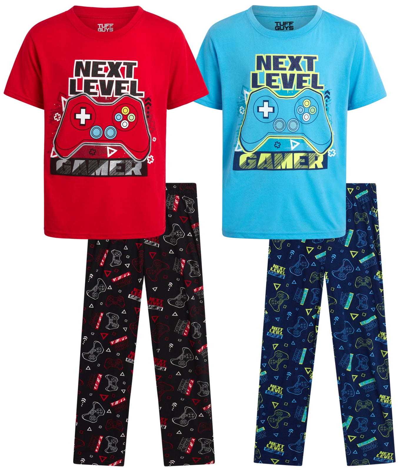 Tuff Guys Boys' Pajama Set - 4 Piece Sleep Shirt and Lounge Pants ...