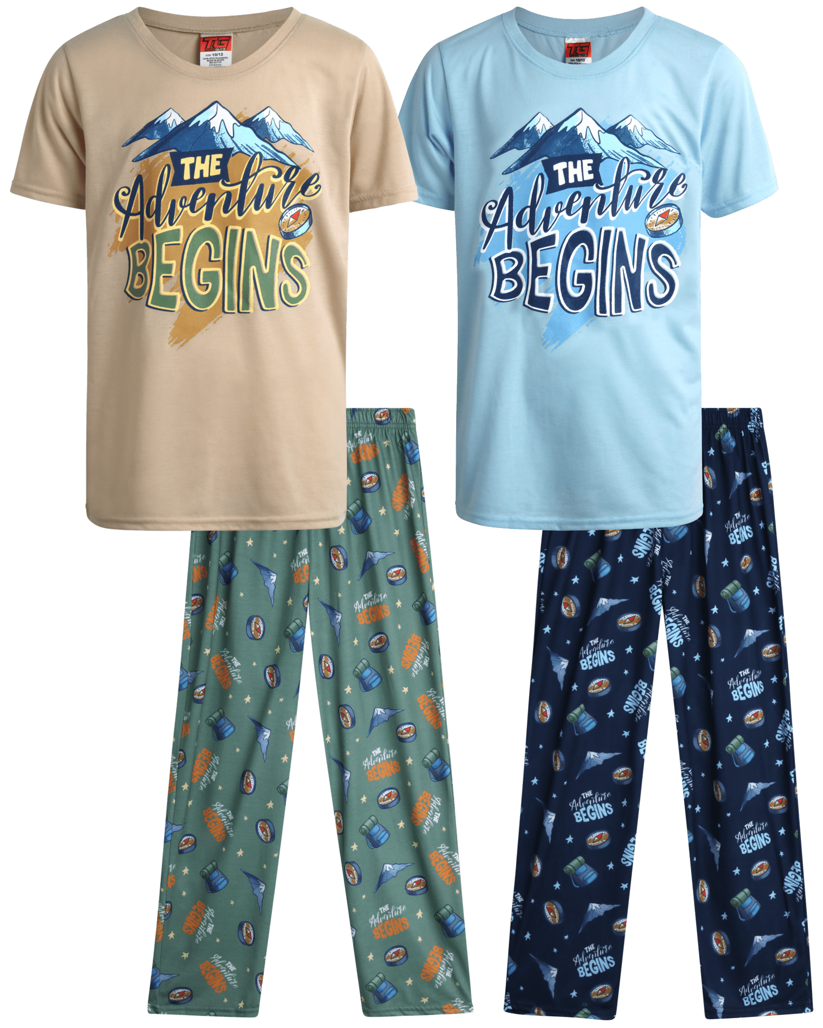 Tuff Guys Boys Pajama Set - 4 Piece Short Sleeve Sleep Shirt and Kids ...