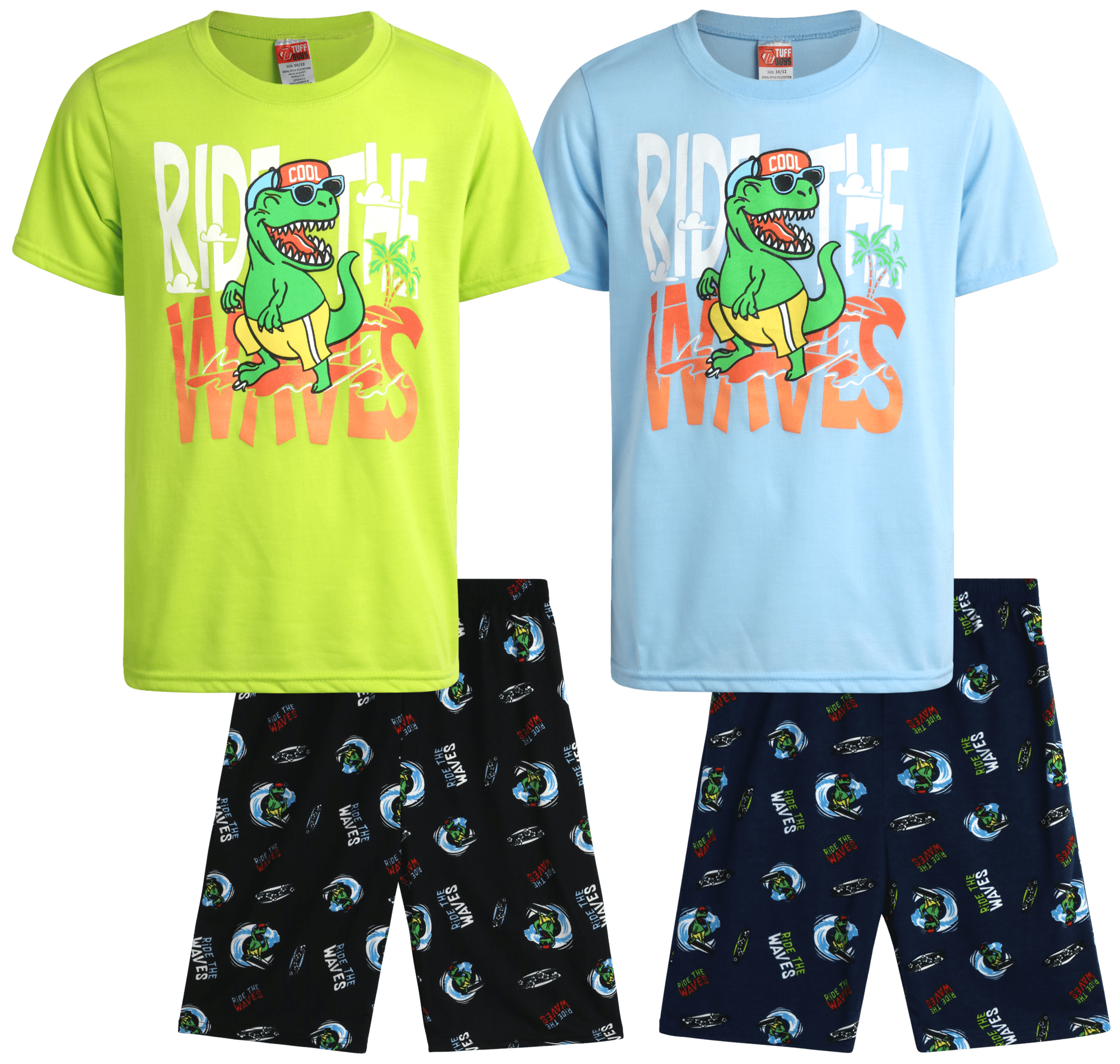 Tuff Guys Boys' Pajama Set - 4 Piece Sleep Shirt and Lounge Shorts ...