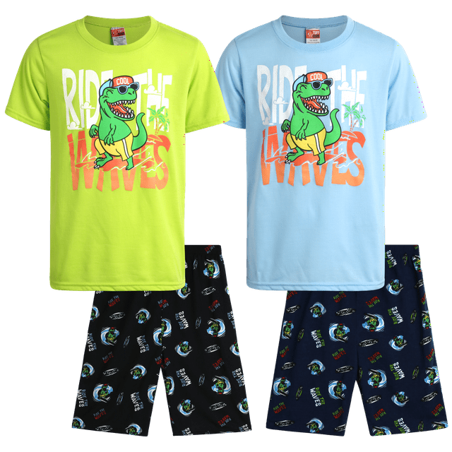 Tuff Guys Boys' Pajama Set - 4 Piece Sleep Shirt and Lounge Shorts ...