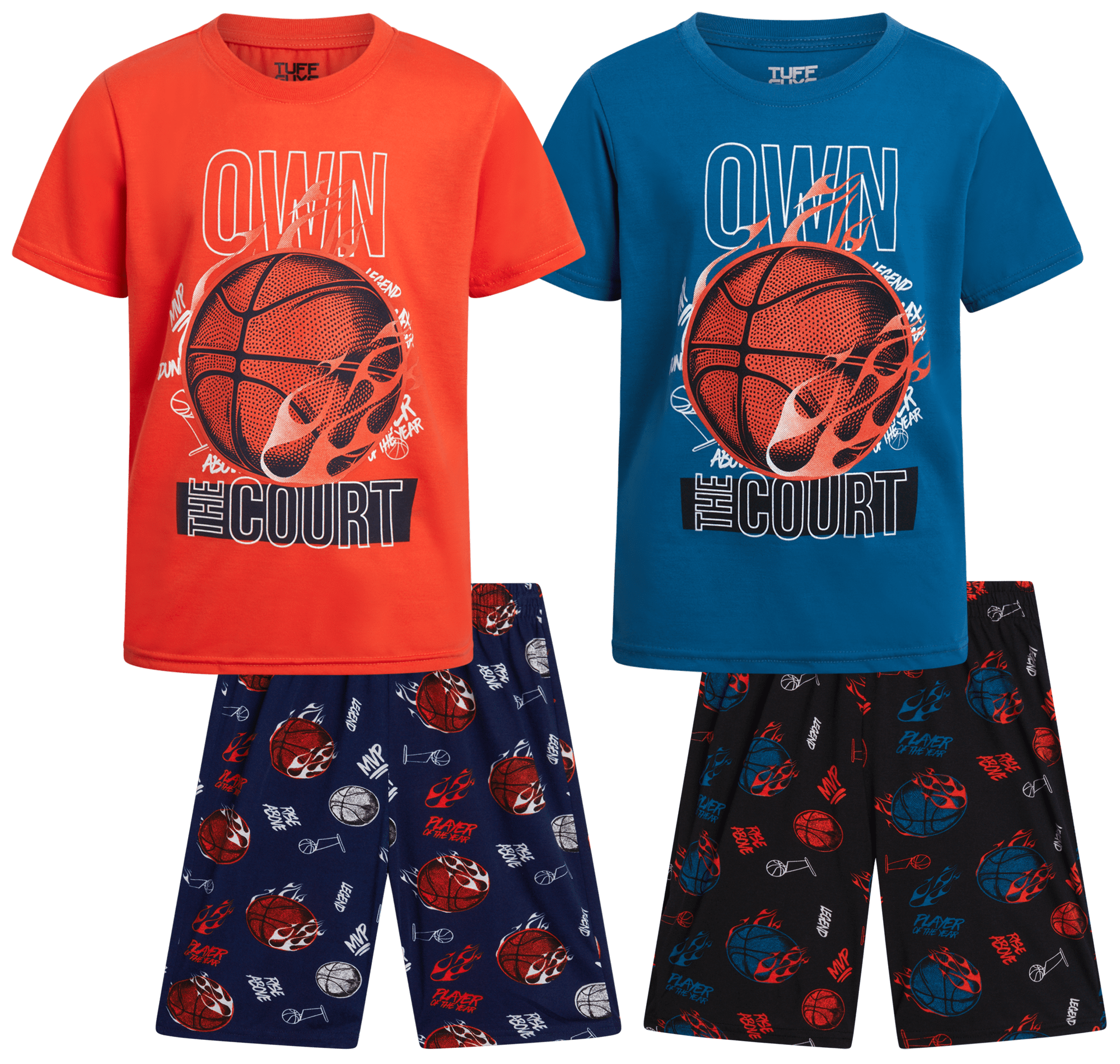 Tuff Guys Boys' Pajama Set - 4 Piece Sleep Shirt and Lounge Shorts ...