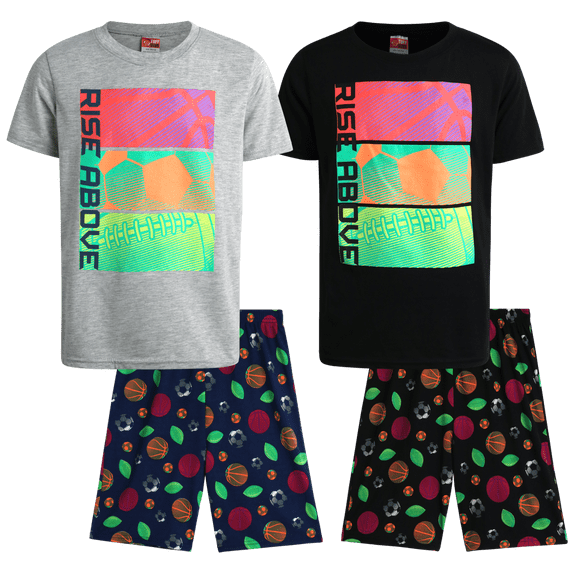 Tuff Guys Boys' Night Pajama PJ Clothes - 4 Piece Sleep Shirt and ...