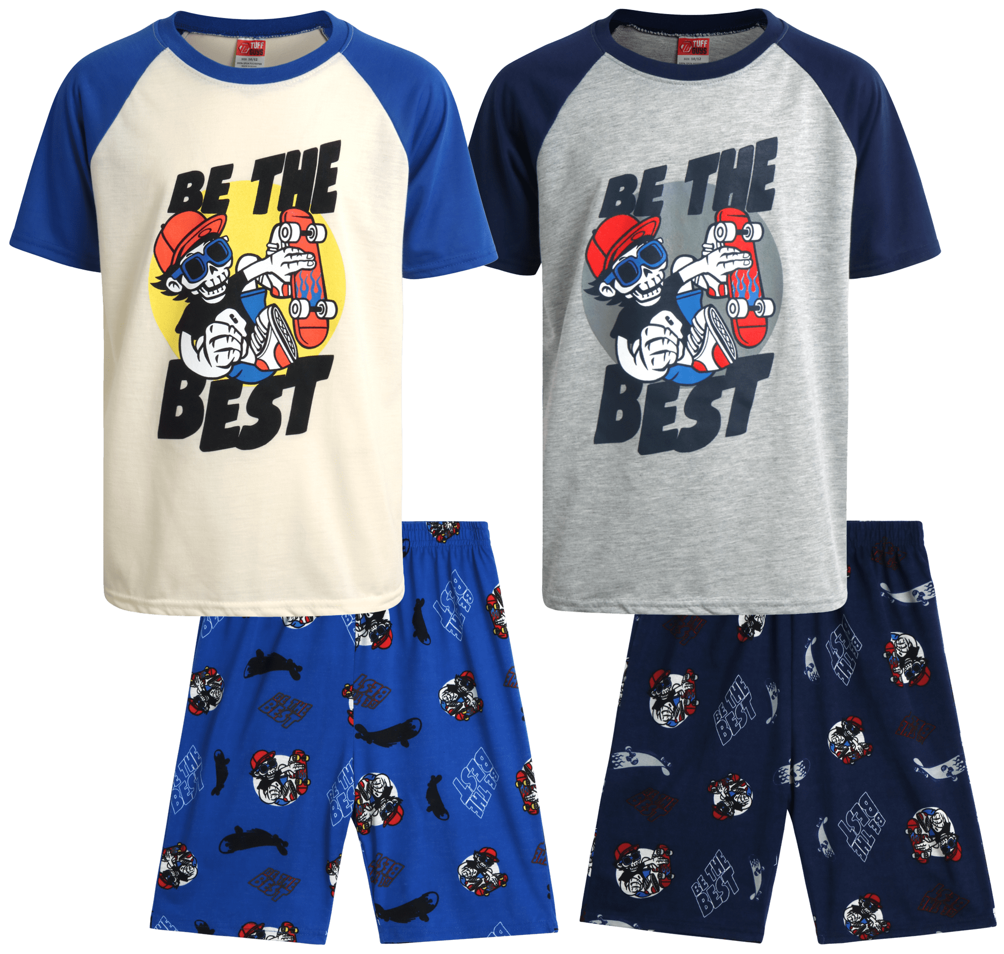 Tuff Guys Boys' Pajama Set - 4 Piece Sleep Shirt and Lounge Shorts ...
