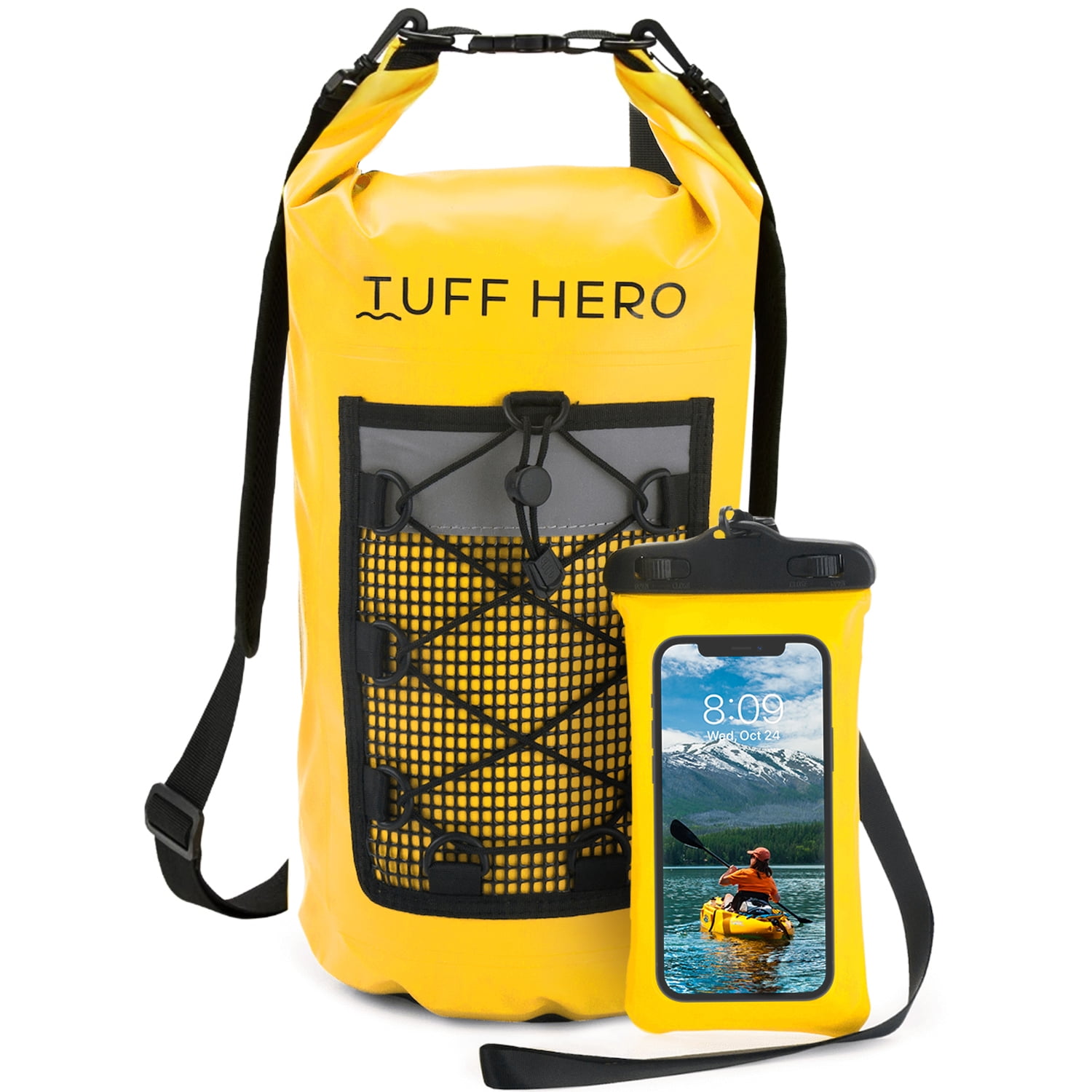 Tuff Hero Waterproof Dry Bag Backpack with Phone Pouch and Carrying ...