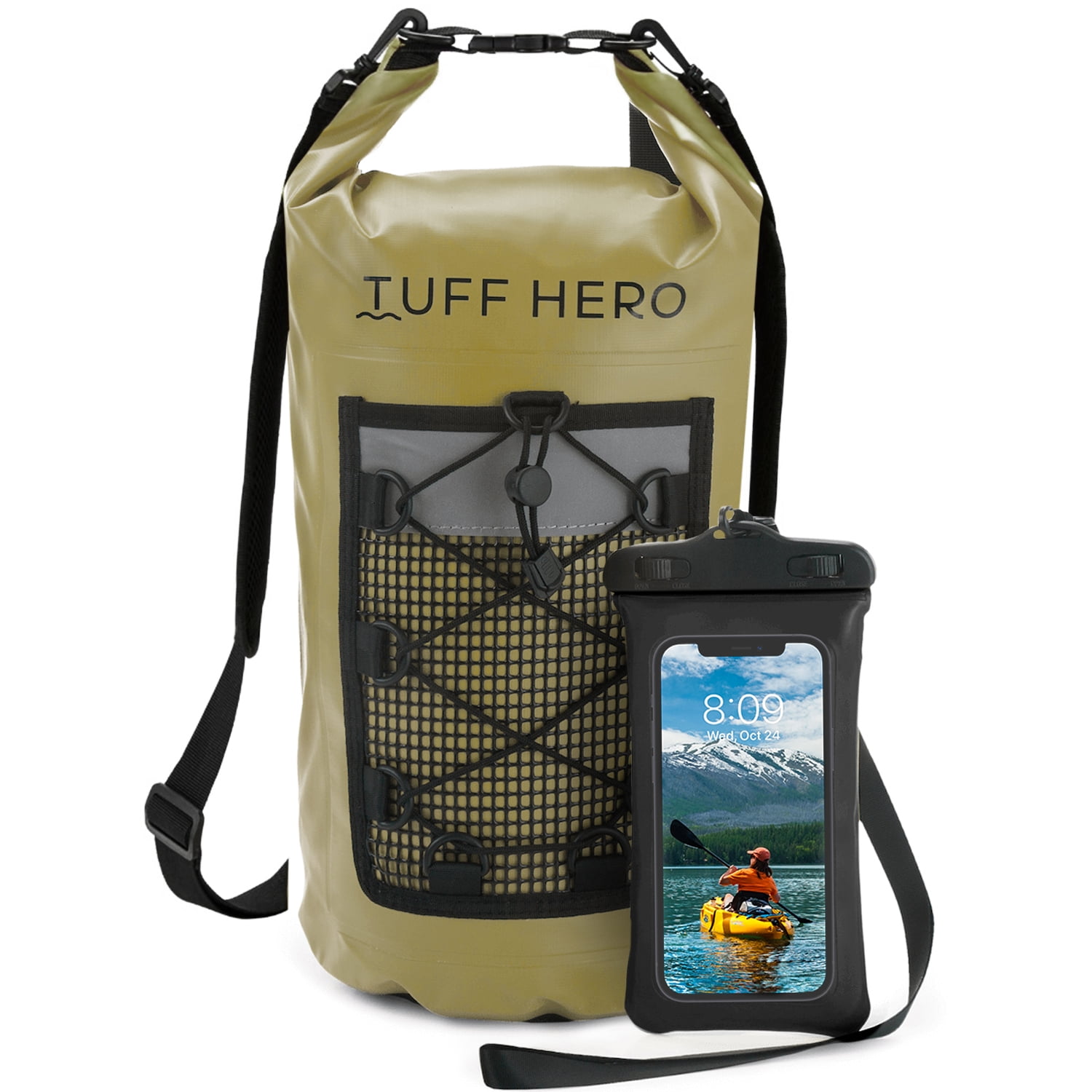 Tuff Hero Waterproof Dry Bag Backpack with Phone Pouch and Carrying ...