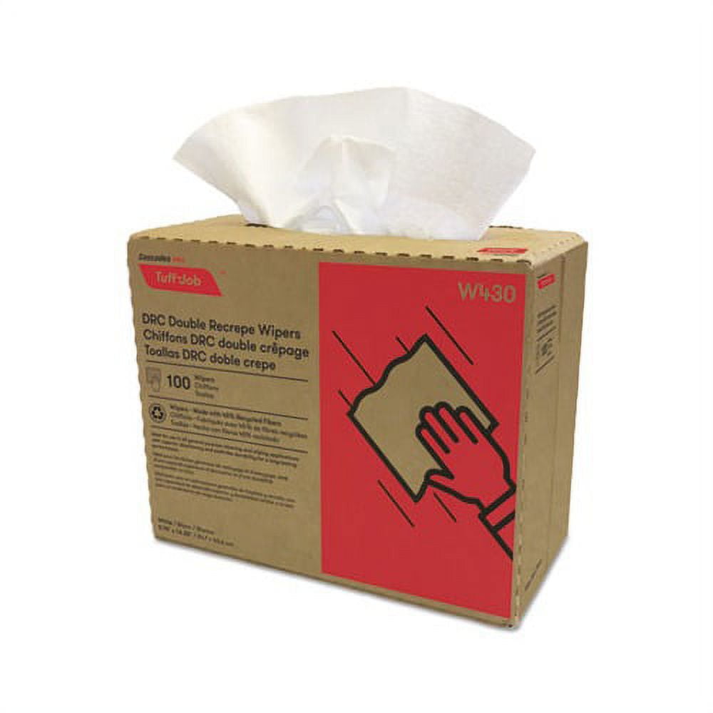 Tuff-Job Double Recrepe Wipers 9 3/4 x 16 1/2, White, 100/Box, 8 Box ...