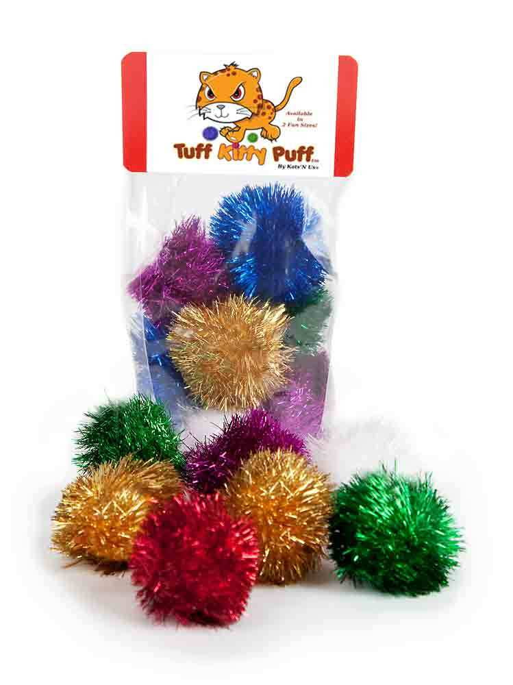 Tuff Kitty Puff Sparkle Ball Cat Toy, Assorted Colors Variety Multipack ...