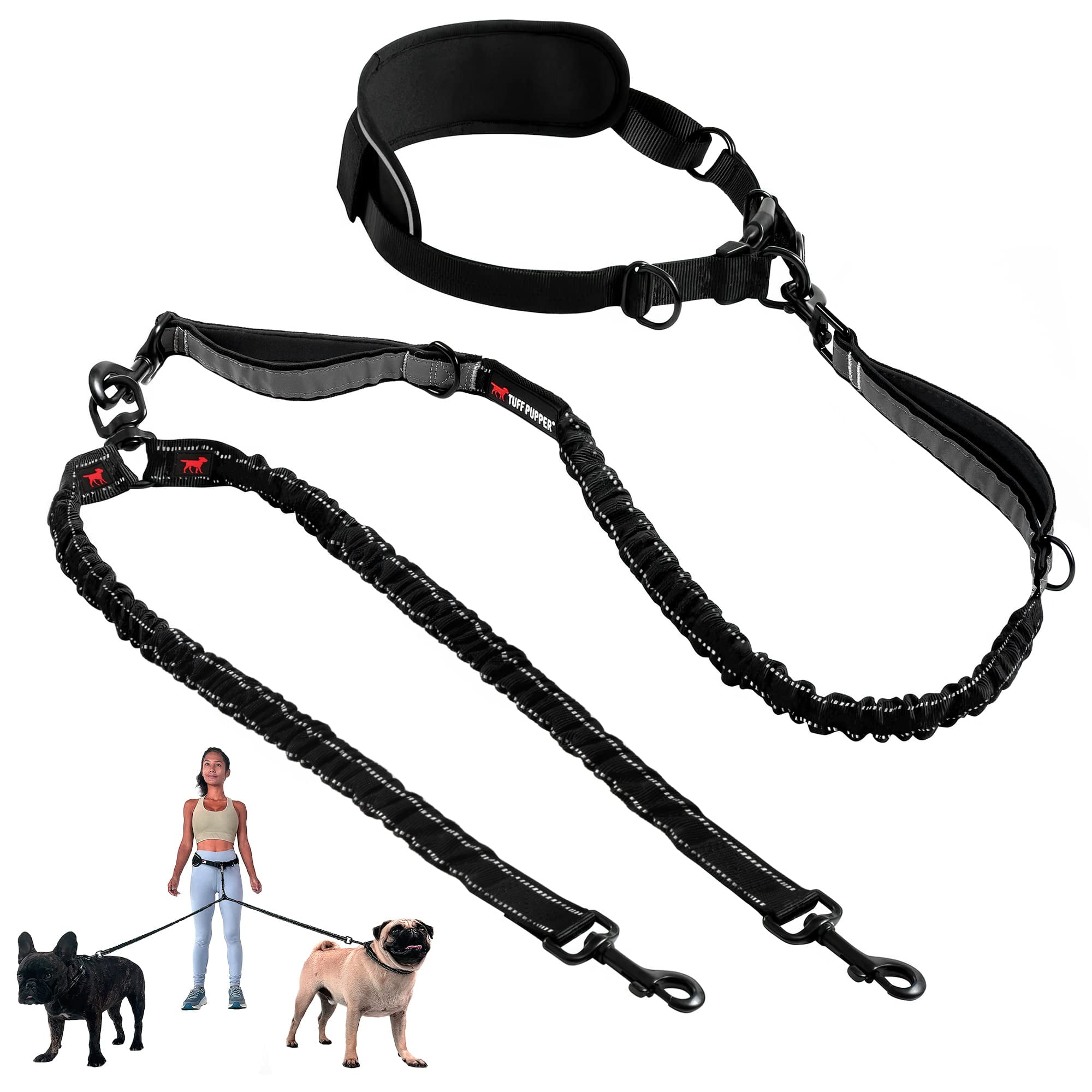 Tuff Pupper Heavy Duty Hands Free Dog Leash | Small/Medium Dogs Up to 90 lbs | Comfortable Shock ...