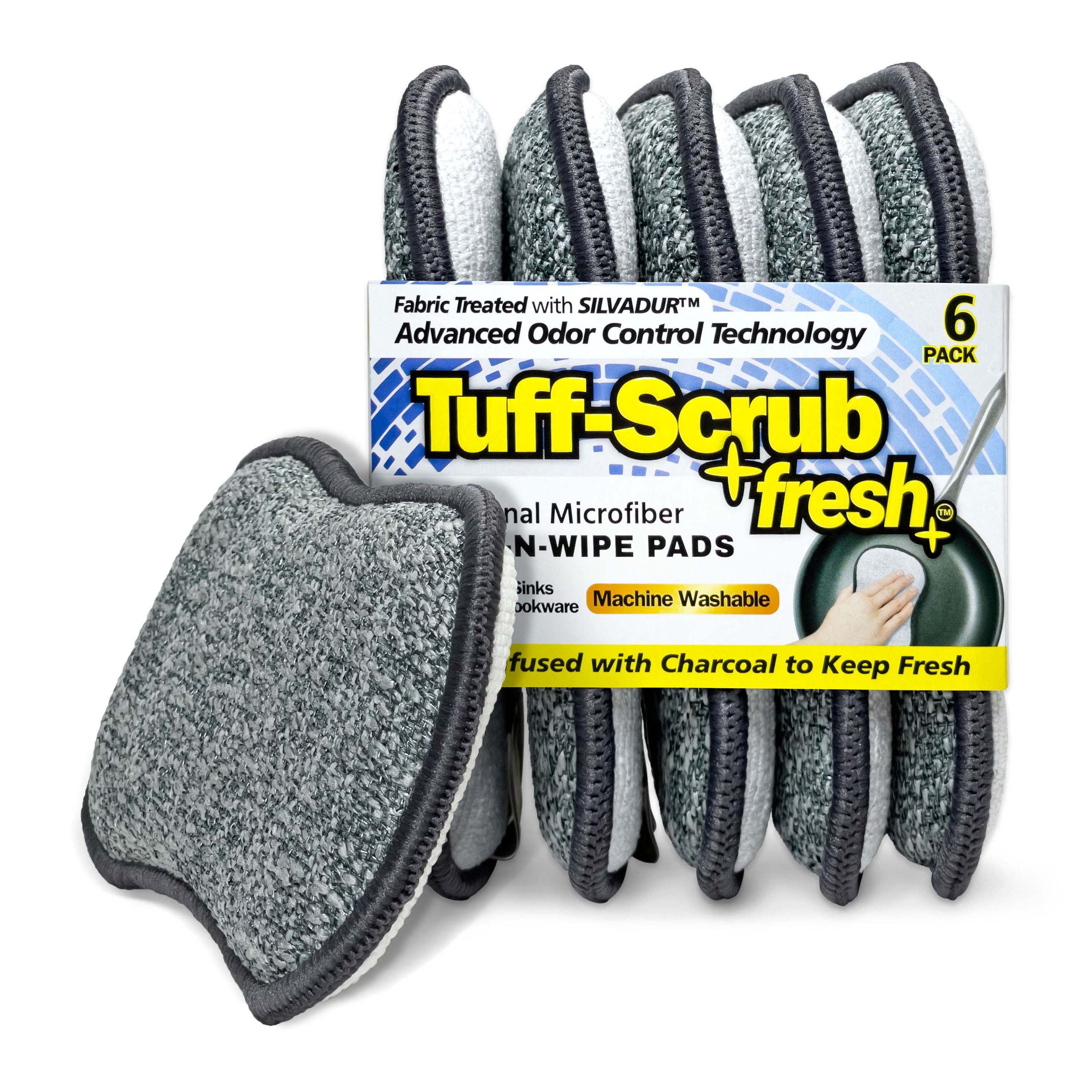 Tuff-Scrub Fresh Large Professional Microfiber Scrub-N-Wipe Sponge Pads ...
