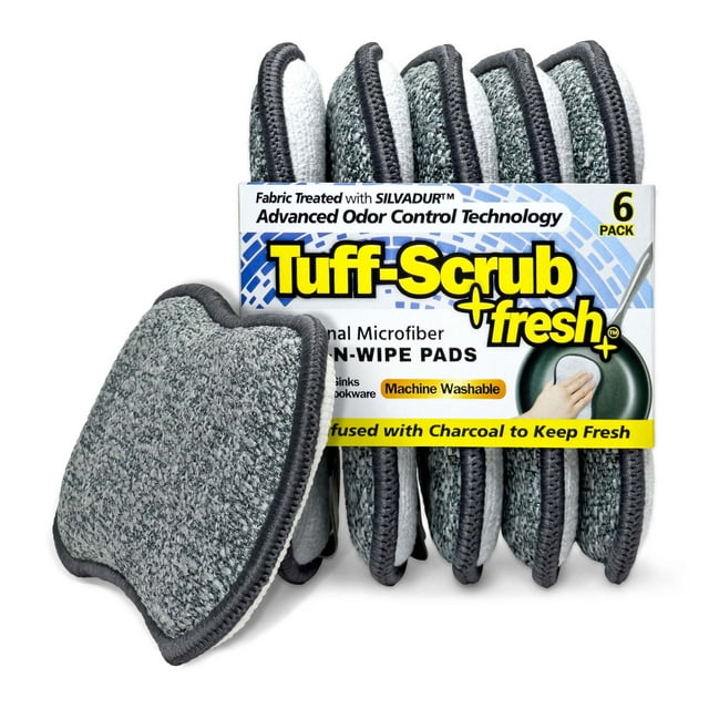 Tuff-Scrub Fresh Large Professional Microfiber Scrub-N-Wipe Sponge Pads ...