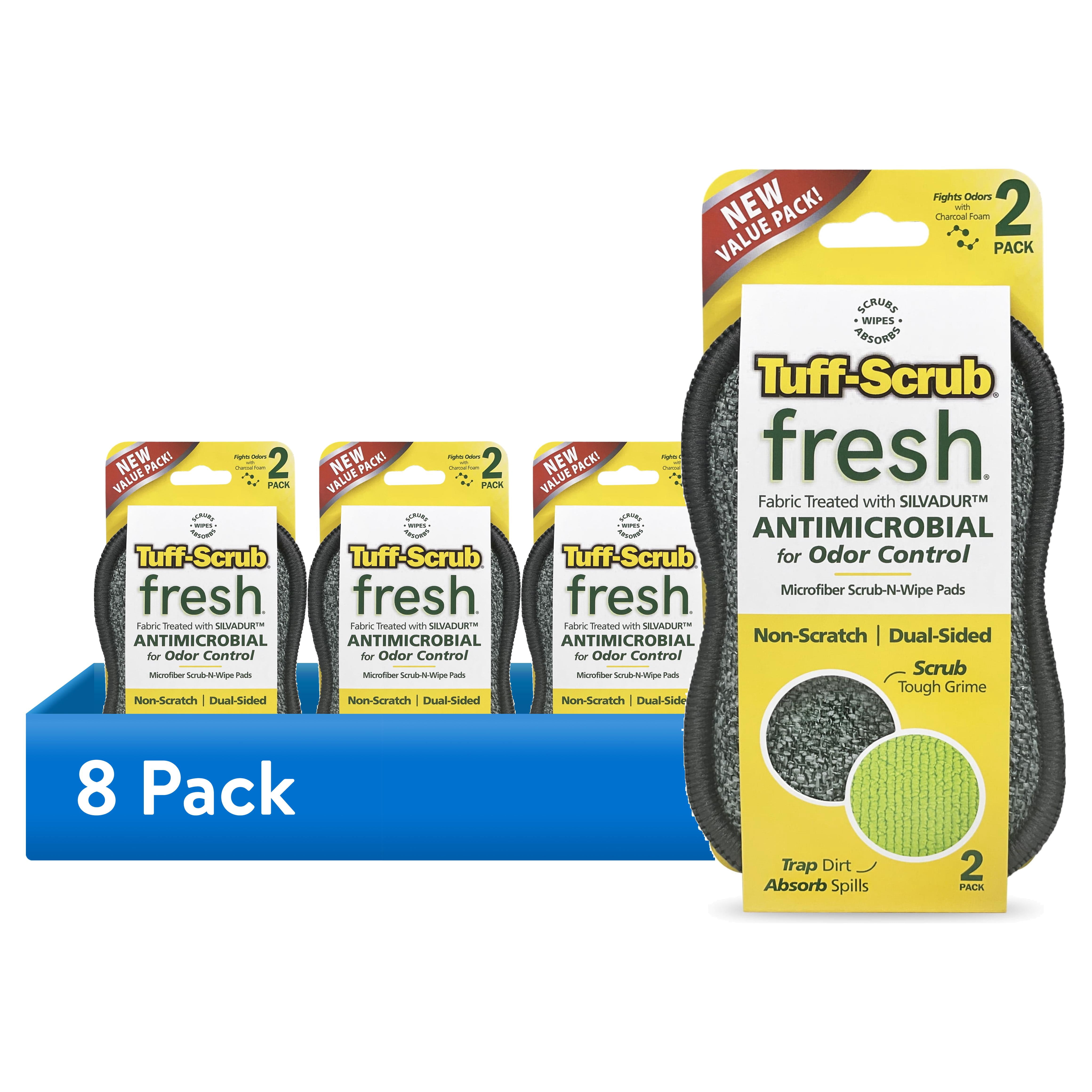 (8 pack) Tuff-Scrub Fresh Microfiber Scrub-N-Wipe Cleaning Sponge Pad ...