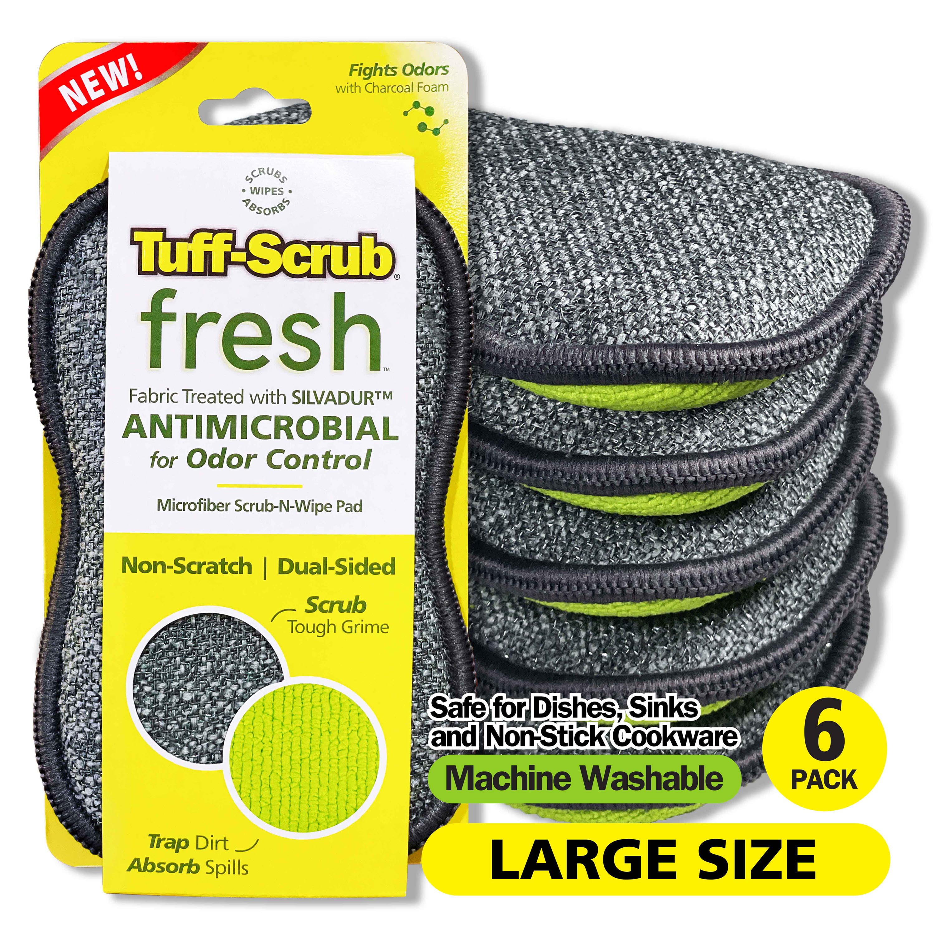 Tuff-Scrub Fresh Microfiber Scrub-N-Wipe Pads, with SILVADUR for Odor ...