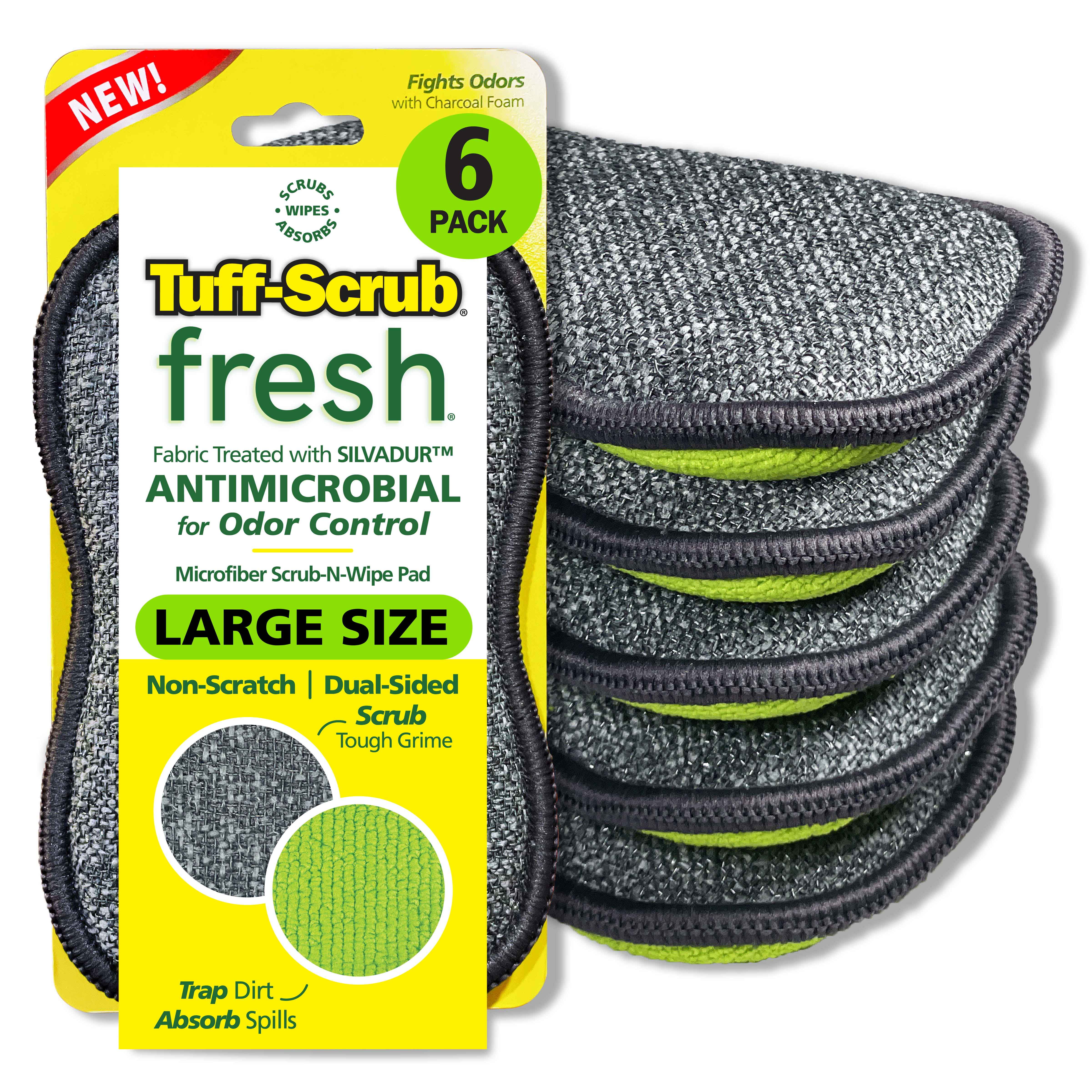 Tuff-Scrub Fresh Microfiber Scrub-N-Wipe Pads, with SILVADUR for Odor ...