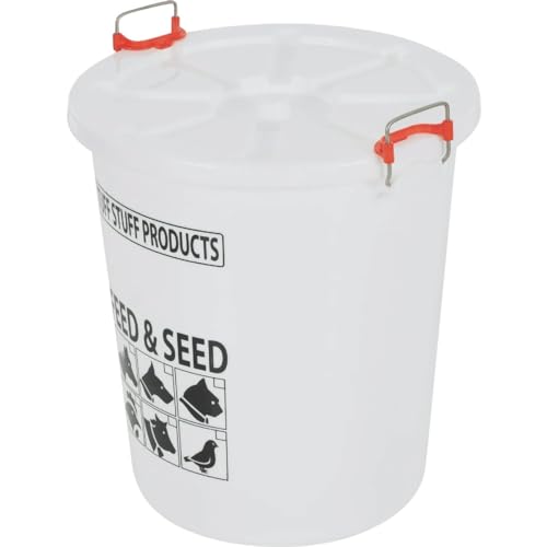 Tuff Stuff Products FS17 17 Gallon Seed and Animal Feed Heavy Duty Plastic Drum Bucket with Lock ...