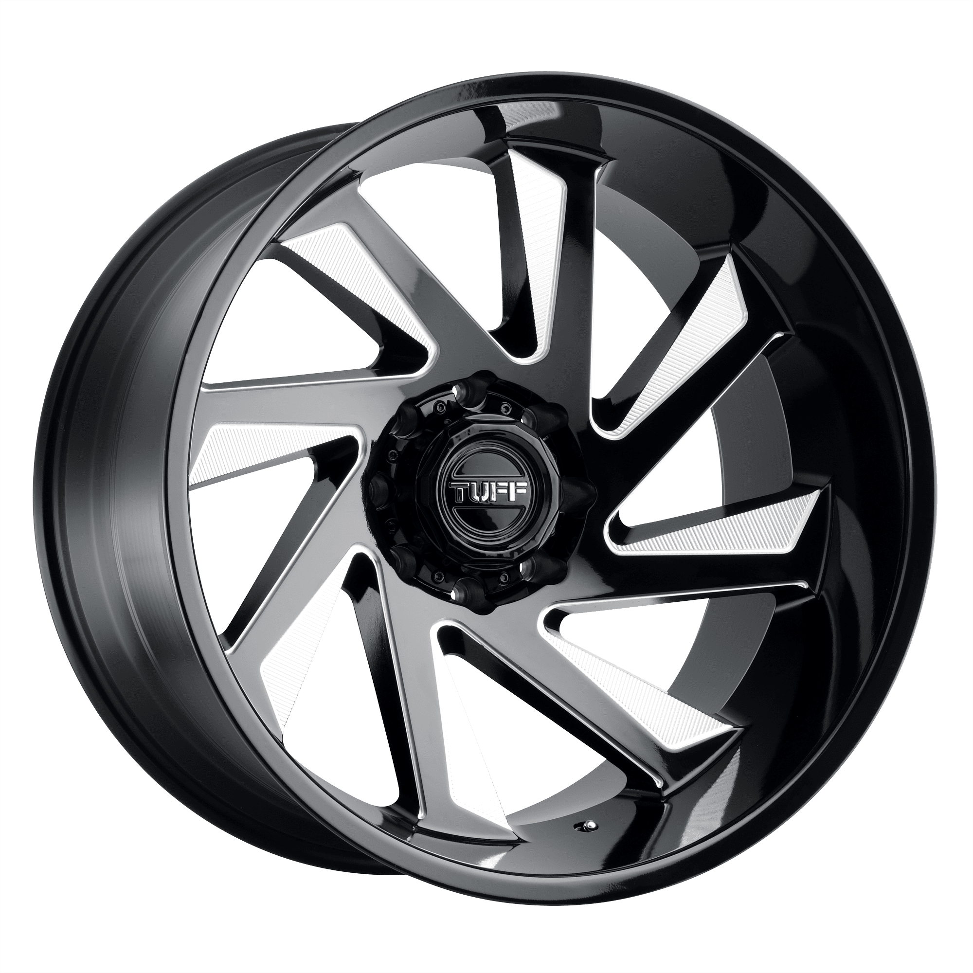 Tuff T1B 22X12 8X180 -45Et 87.1Cb Gloss Black W/ Milled Spokes Wheel ...