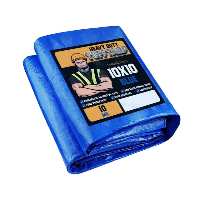 Tuff Tarp 10x10 Ultra Heavy Duty, Waterproof, UV Resistant, Rust-Proof ...
