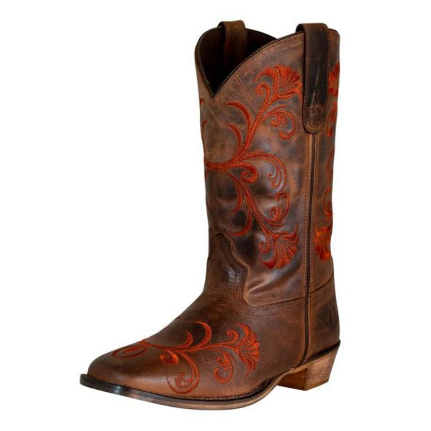 TuffRider Women Signa Floral Embroidered Leather Square Toe Western ...